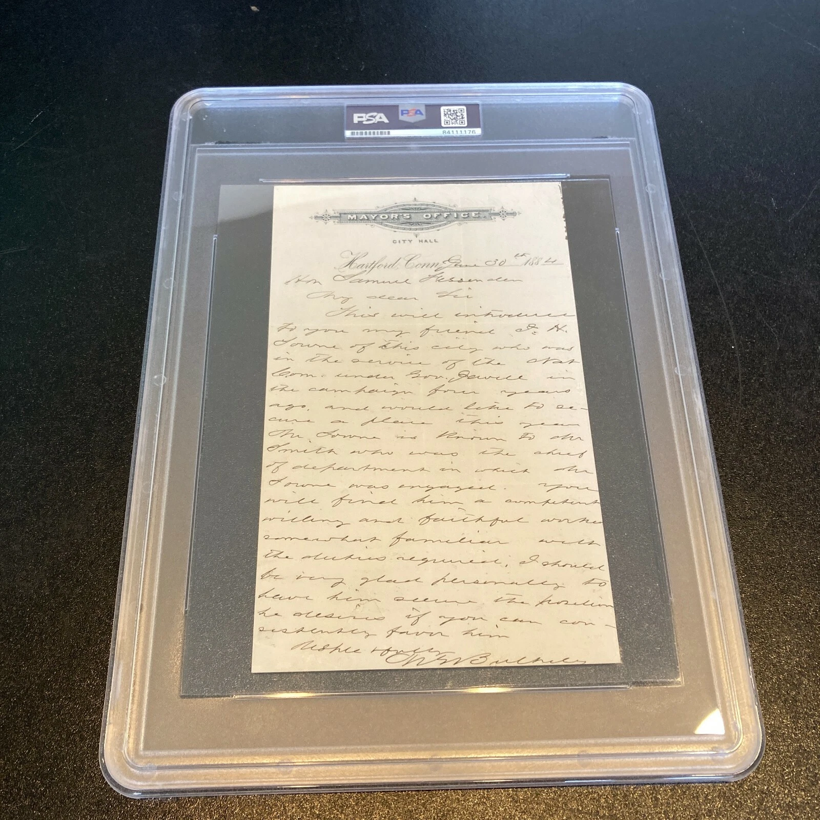 Morgan Bulkeley Twice Signed 1884 Handwritten Letter PSA DNA 8 Hall Of ...