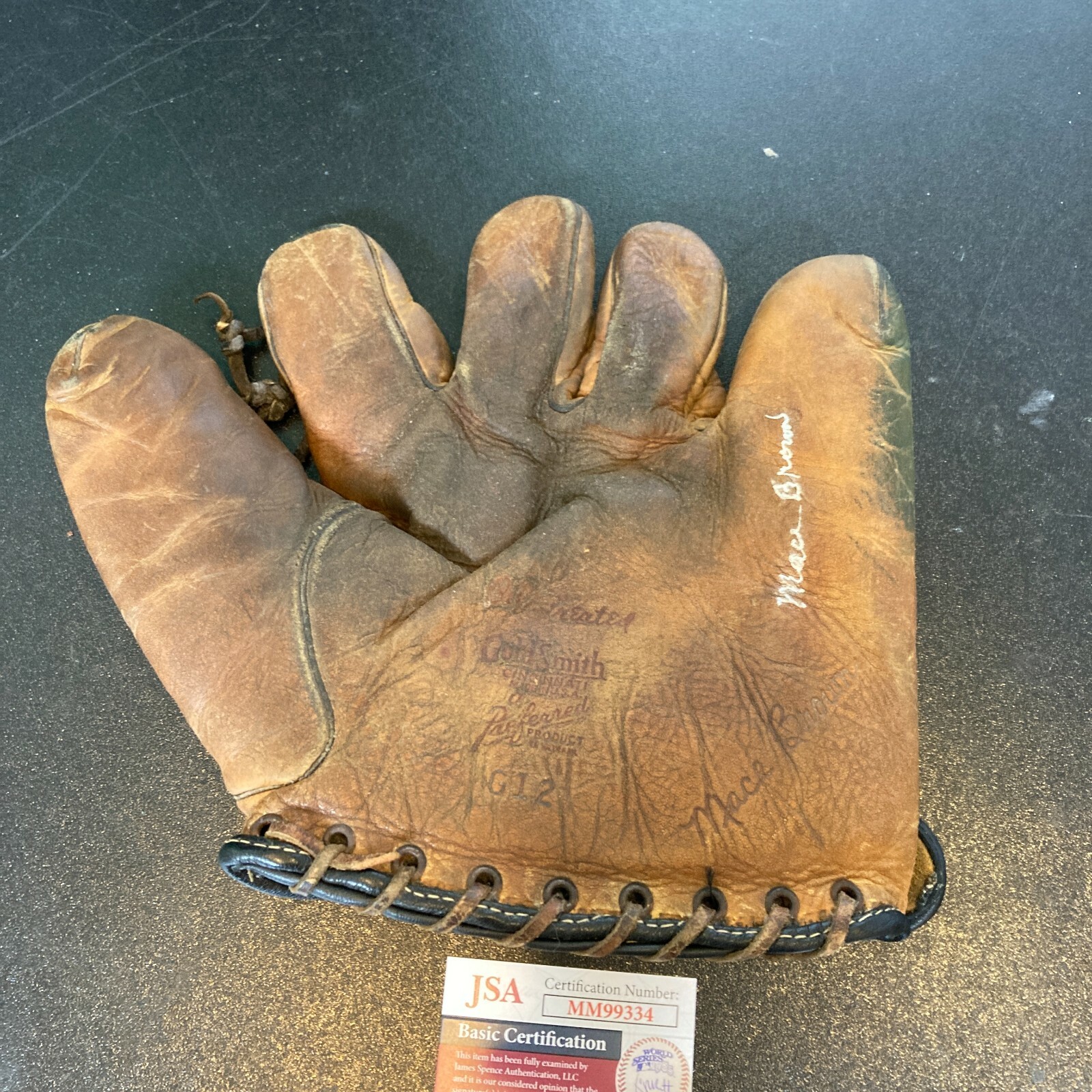 Mace Brown Signed 1940's Game Model Baseball Glove With JSA COA ...