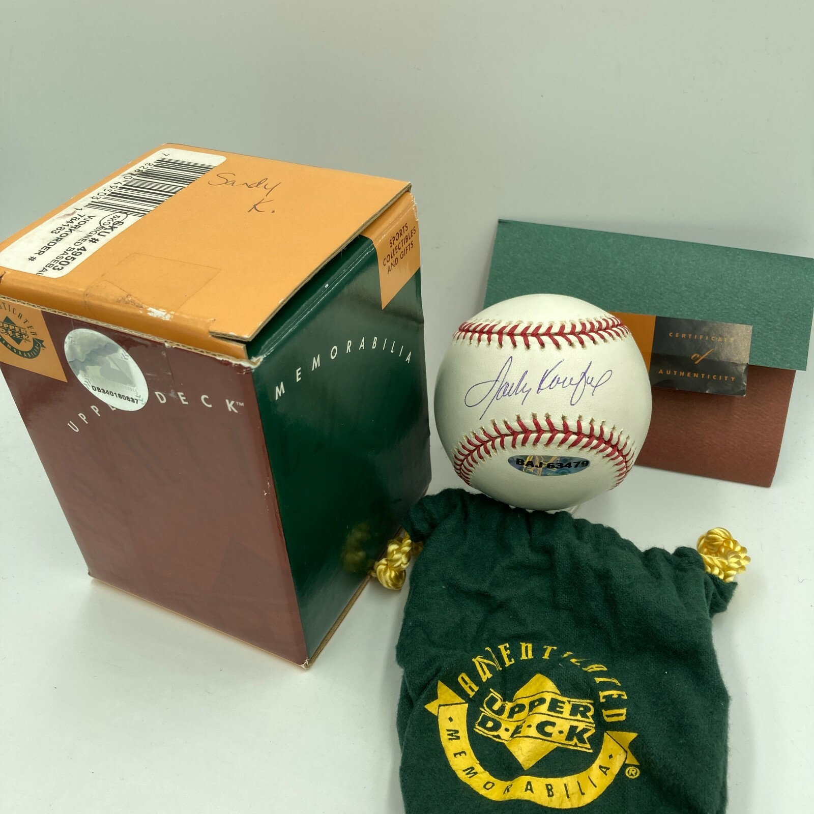 Sandy Koufax Signed Major League Baseball With UDA Upper Deck Authentic ...