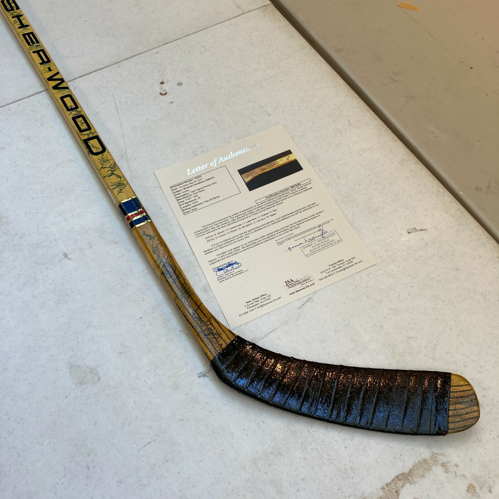 1986-87 Montreal Canadiens Team Signed Game Used Hockey Stick JSA COA ...