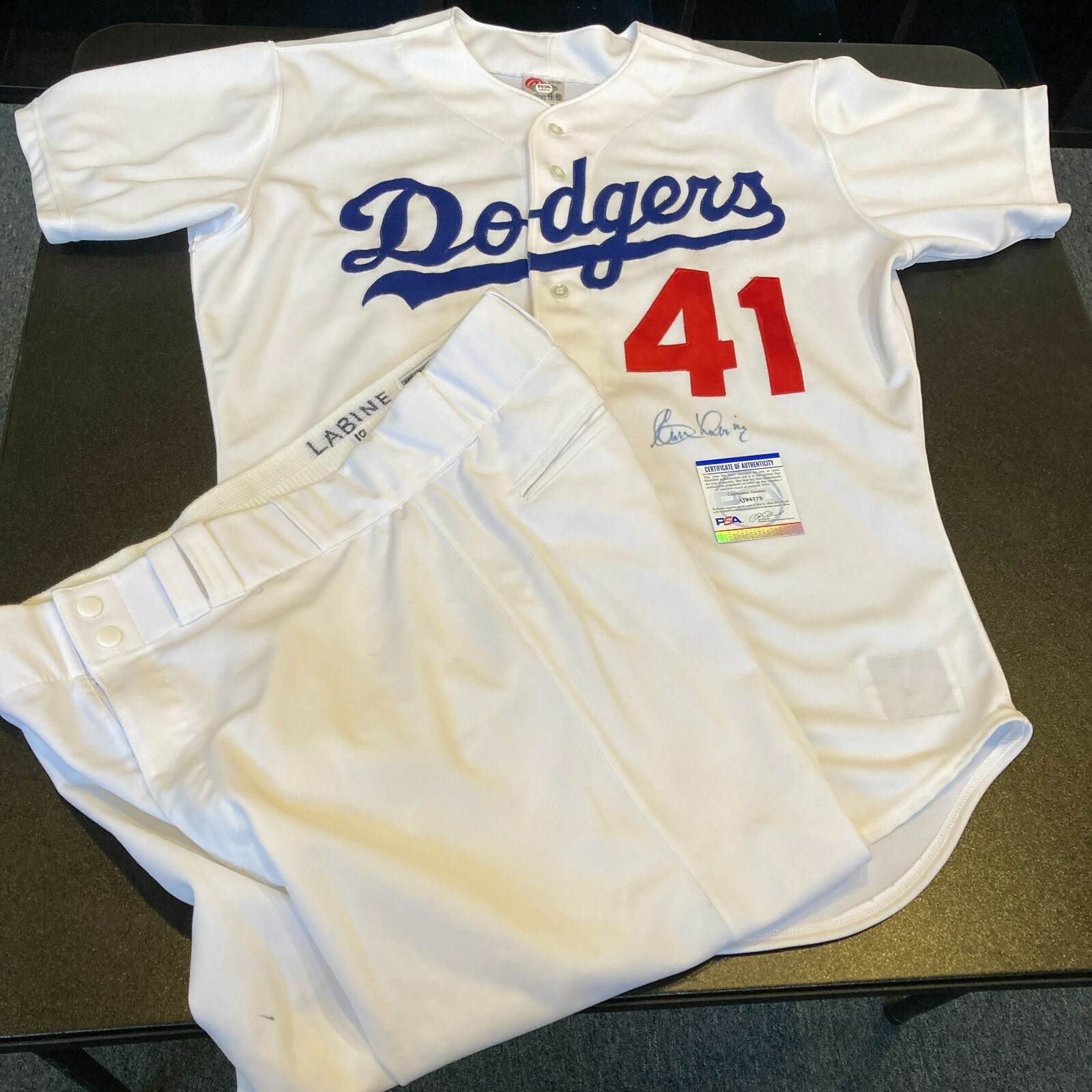 Clem Labine Signed Game Used Los Angeles Dodgers Uniform Jersey & Pants ...