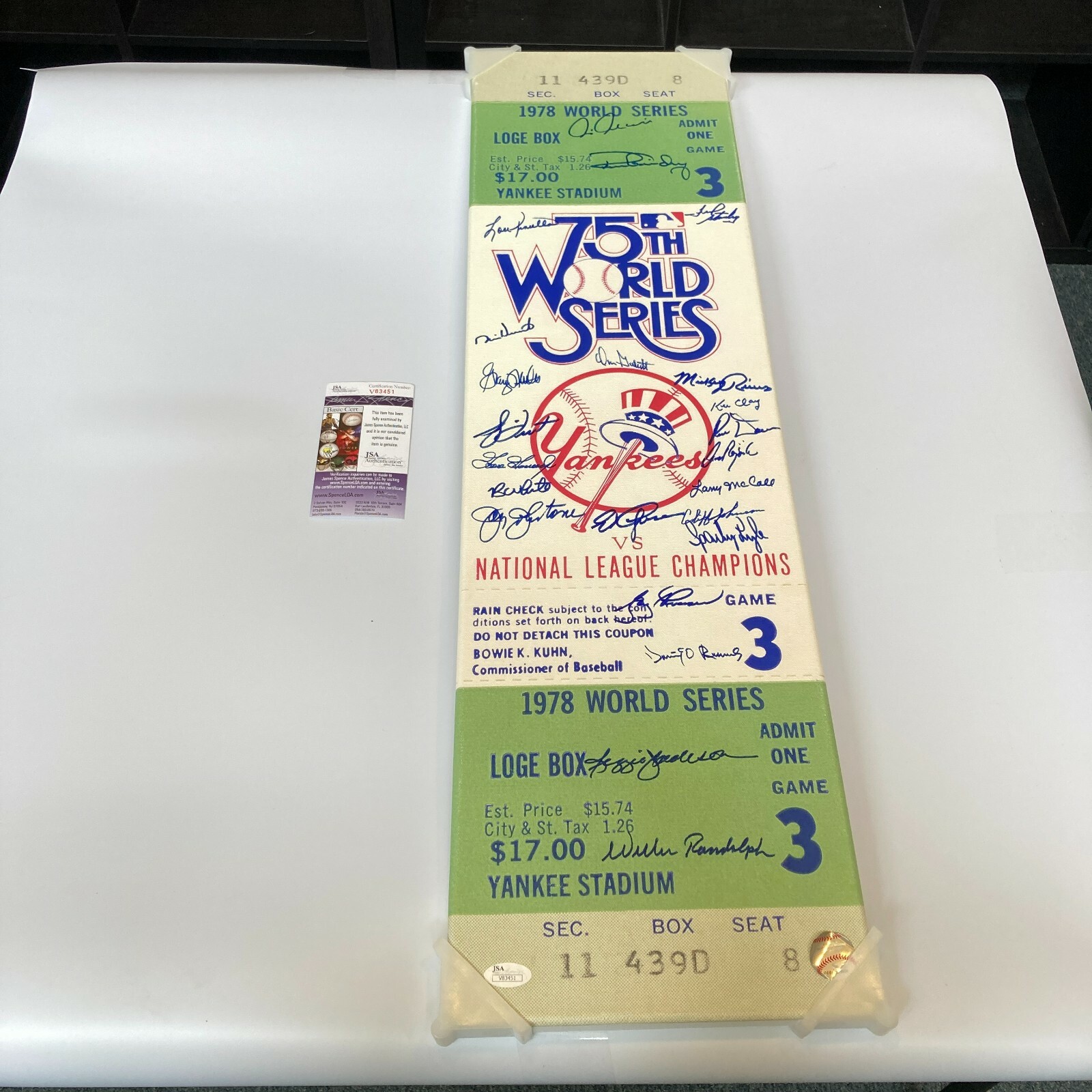 1978 New York Yankees World Series Champs Team Signed Jumbo 9x33 Ticket ...