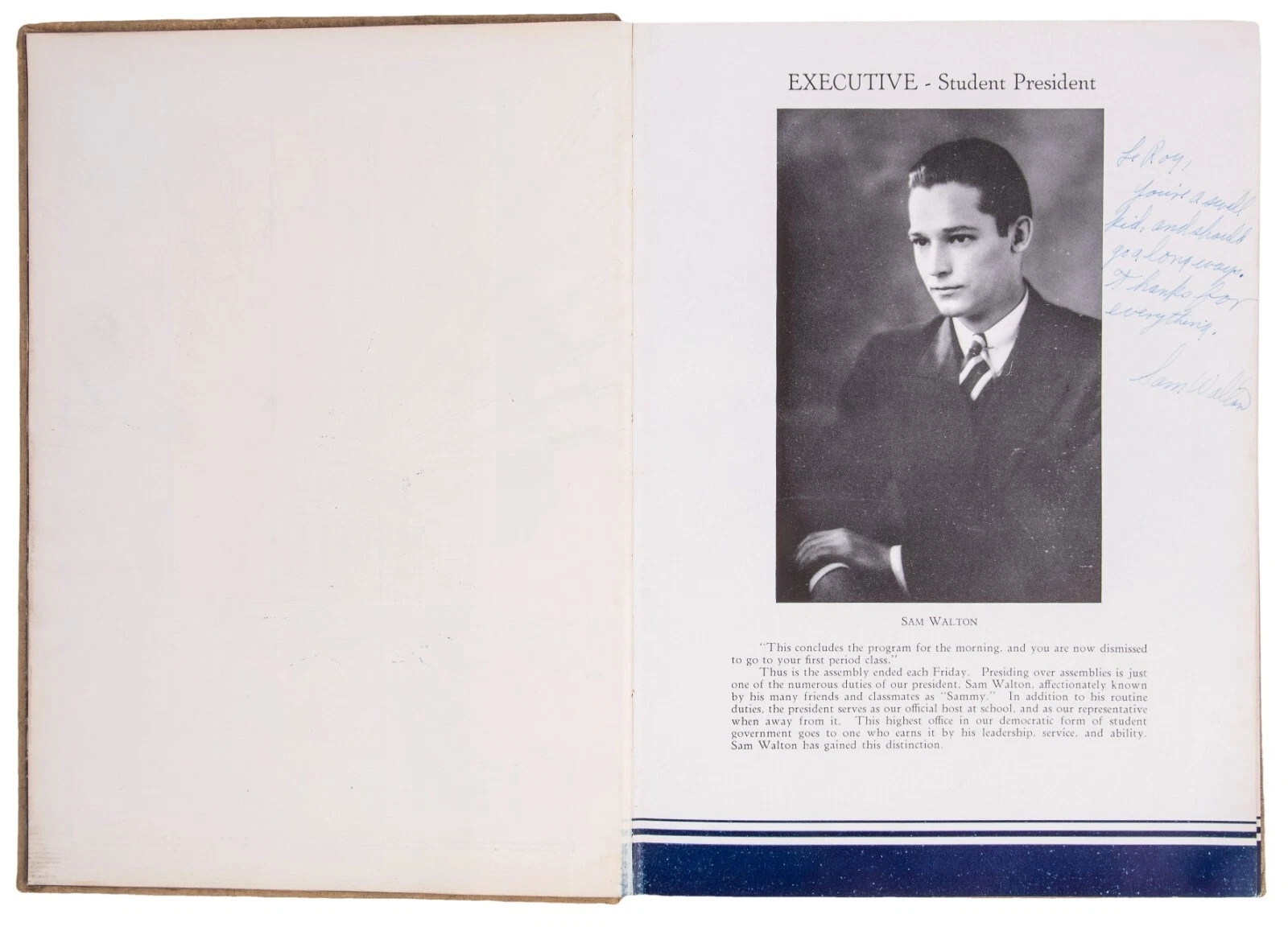 Sam Walton Signed 1936 High School Yearbook Walmart Owner Beckett & JSA ...