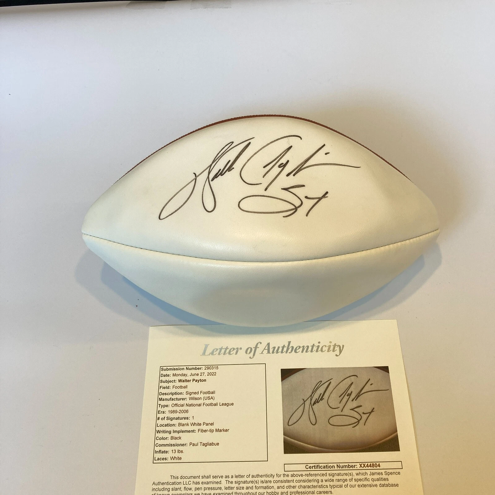 Walter Payton Signed Wilson Official NFL Football JSA COA | Autographia