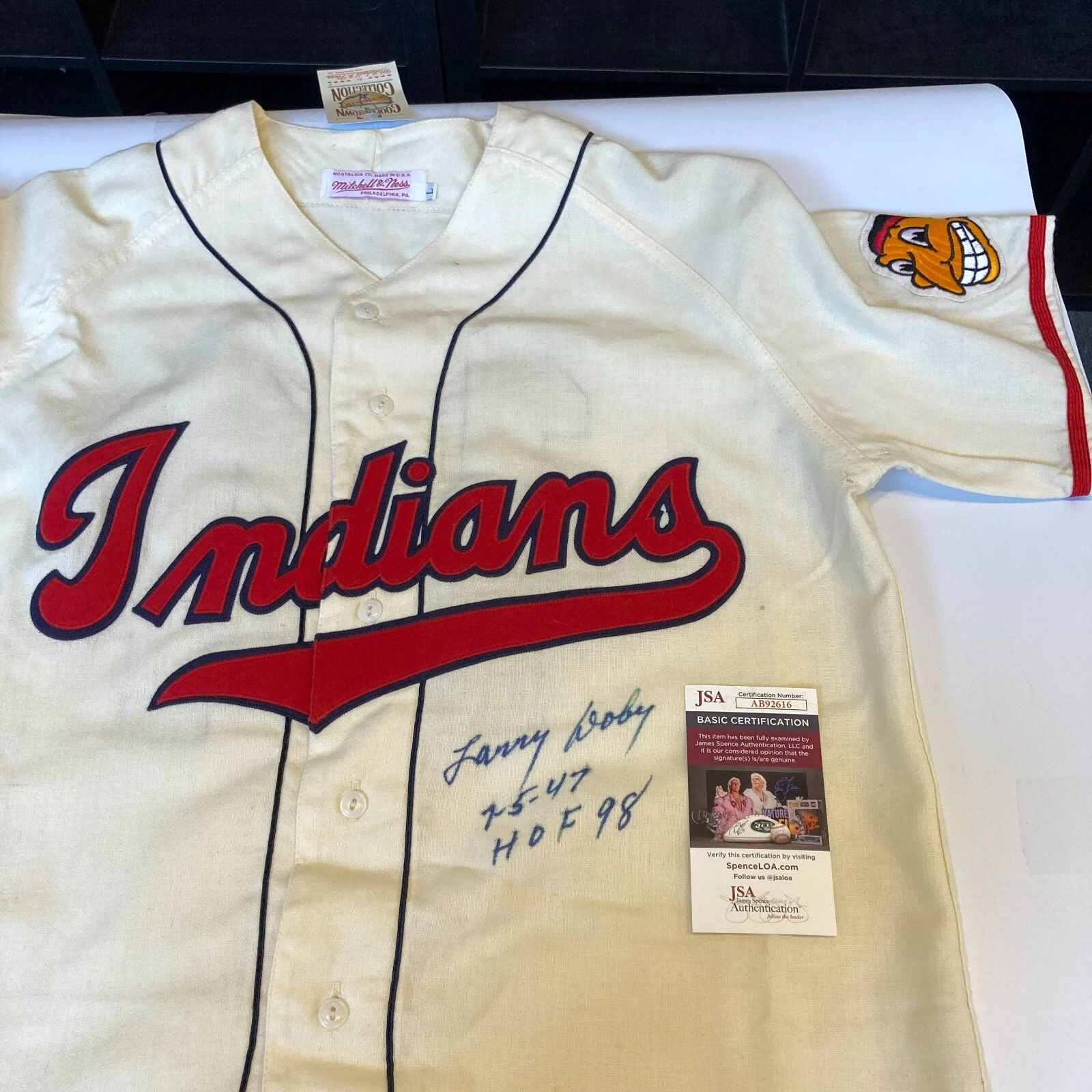 Larry Doby 7-5-1947 Broke Color Barrier HOF 1998 Signed Indians Jersey ...
