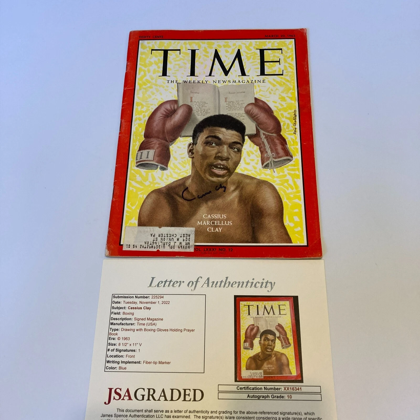 Muhammad Ali "Cassius Clay" Signed 1963 Time Magazine JSA Graded 10 GEM ...
