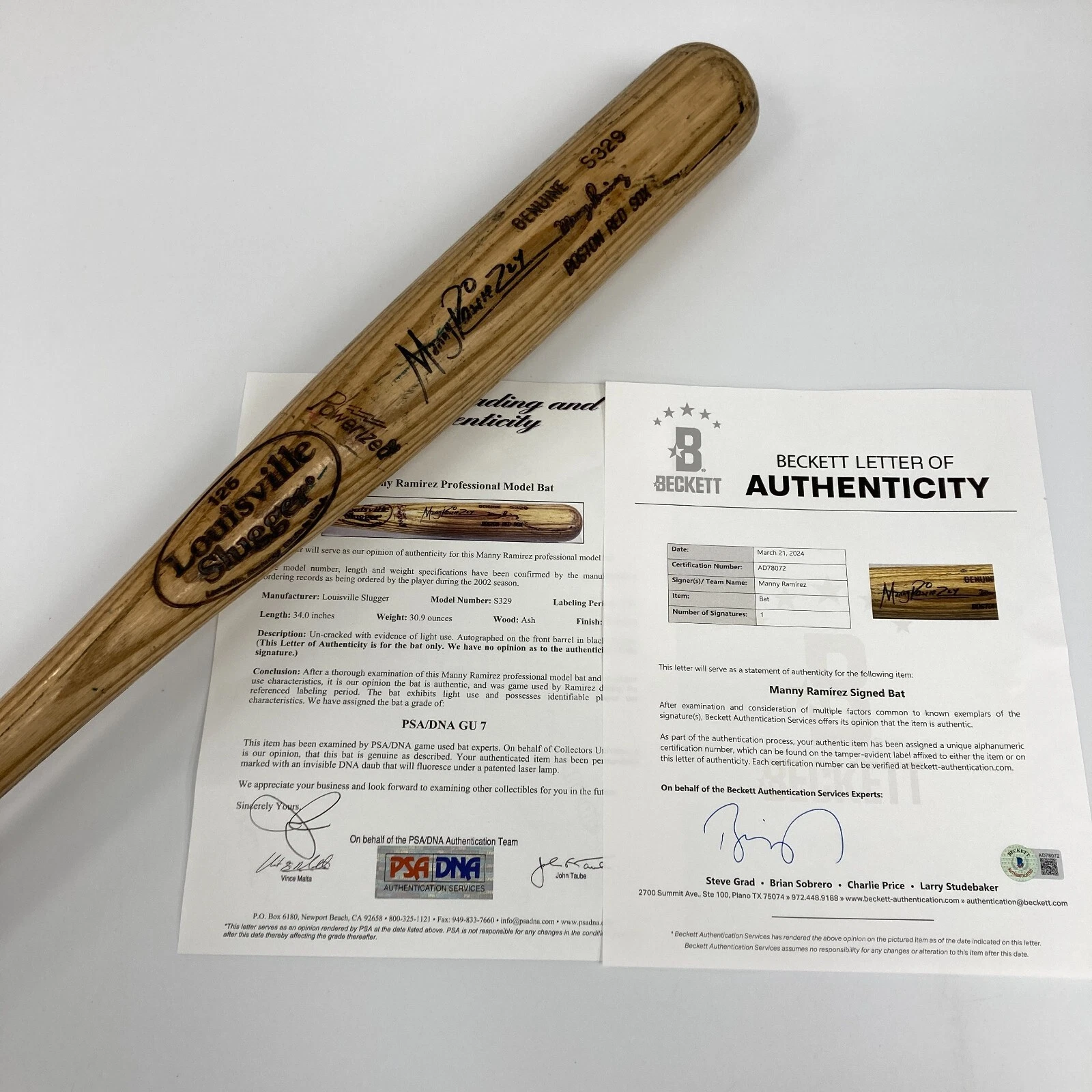 2002 Manny Ramirez Game-Used Signed Louisville Slugger S320 Baseball ...