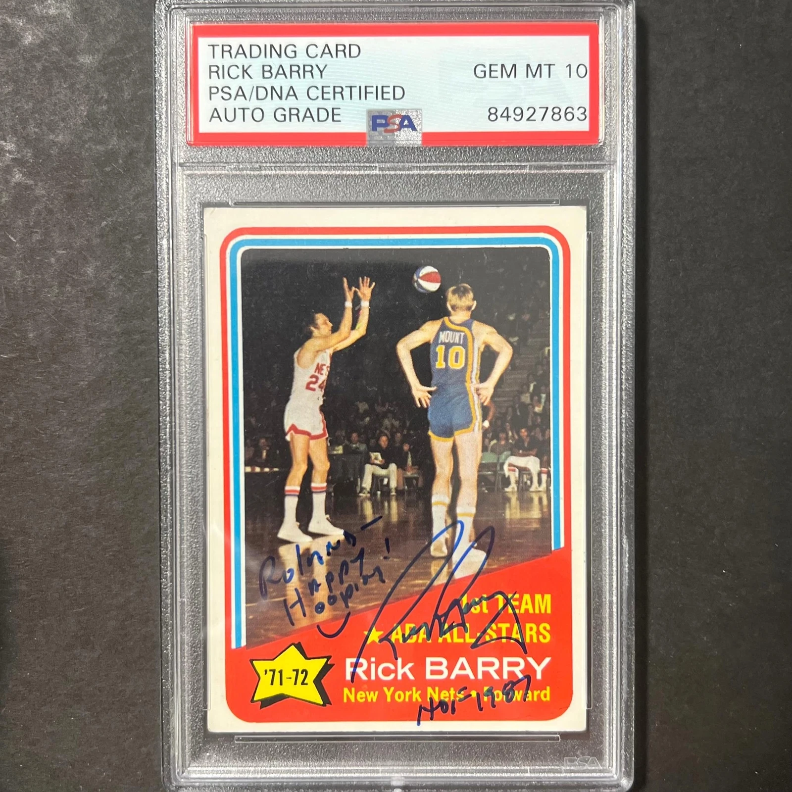 1971-72 Topps #250 Rick Barry Signed Card AUTO 10 PSA Slabbed Nets ...