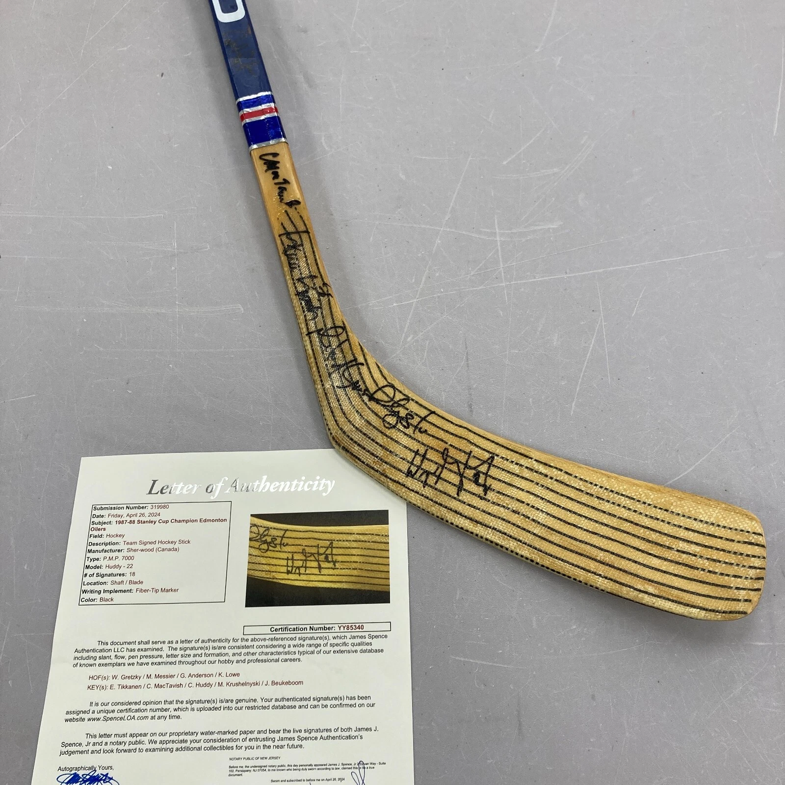 1987-88 Edmonton Oilers Stanley Cup Champs Team Signed Stick Wayne ...