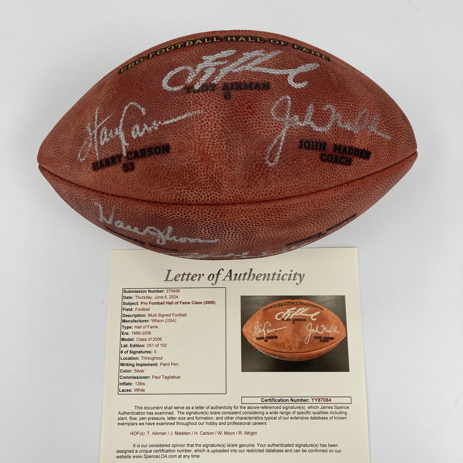 John Madden Troy Aikman 2006 Hall Of Fame Induction Signed Football JSA ...