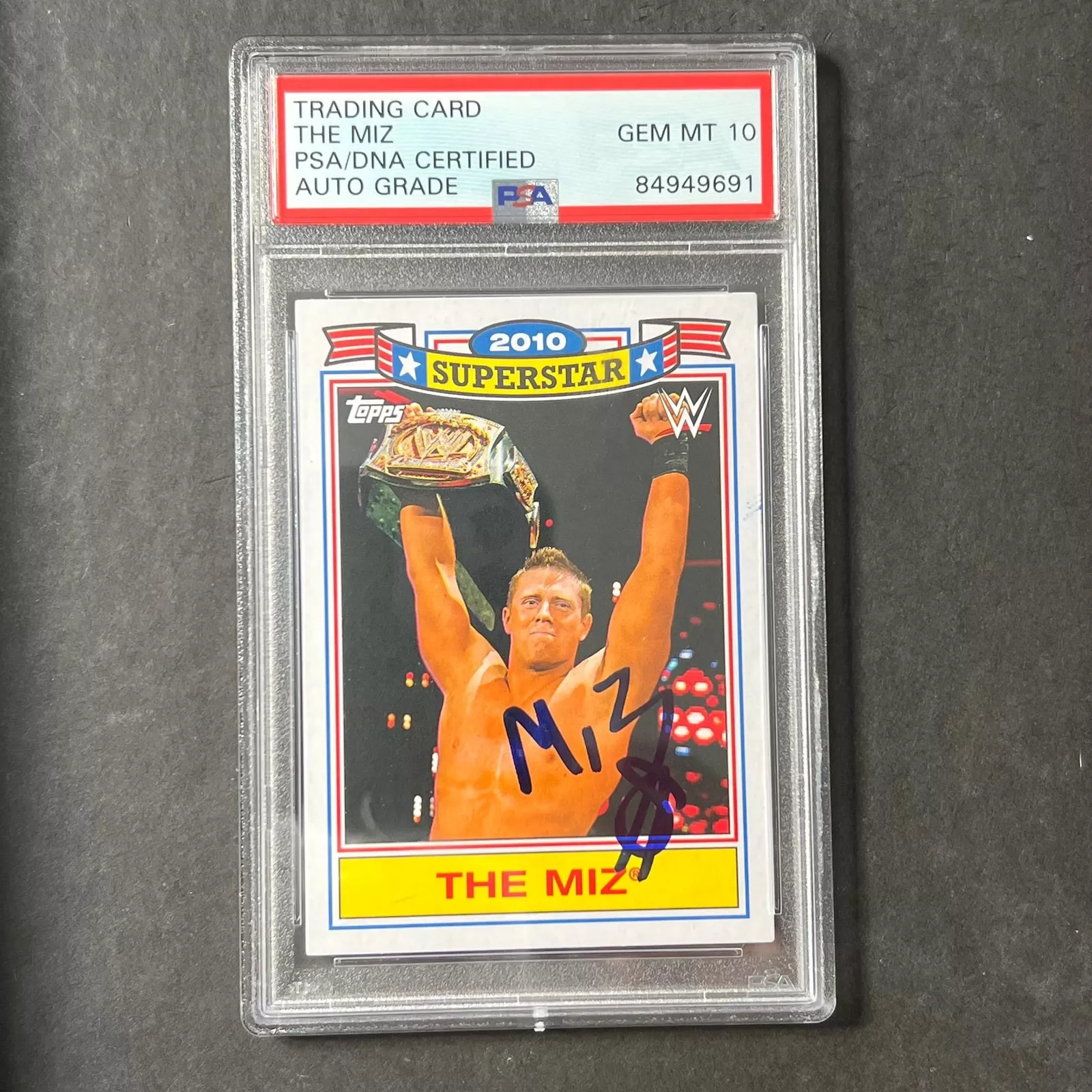 2010 Topps Superstar #TM-10 The Miz Signed Card PSA AUTO 10 Slabbed WWE ...