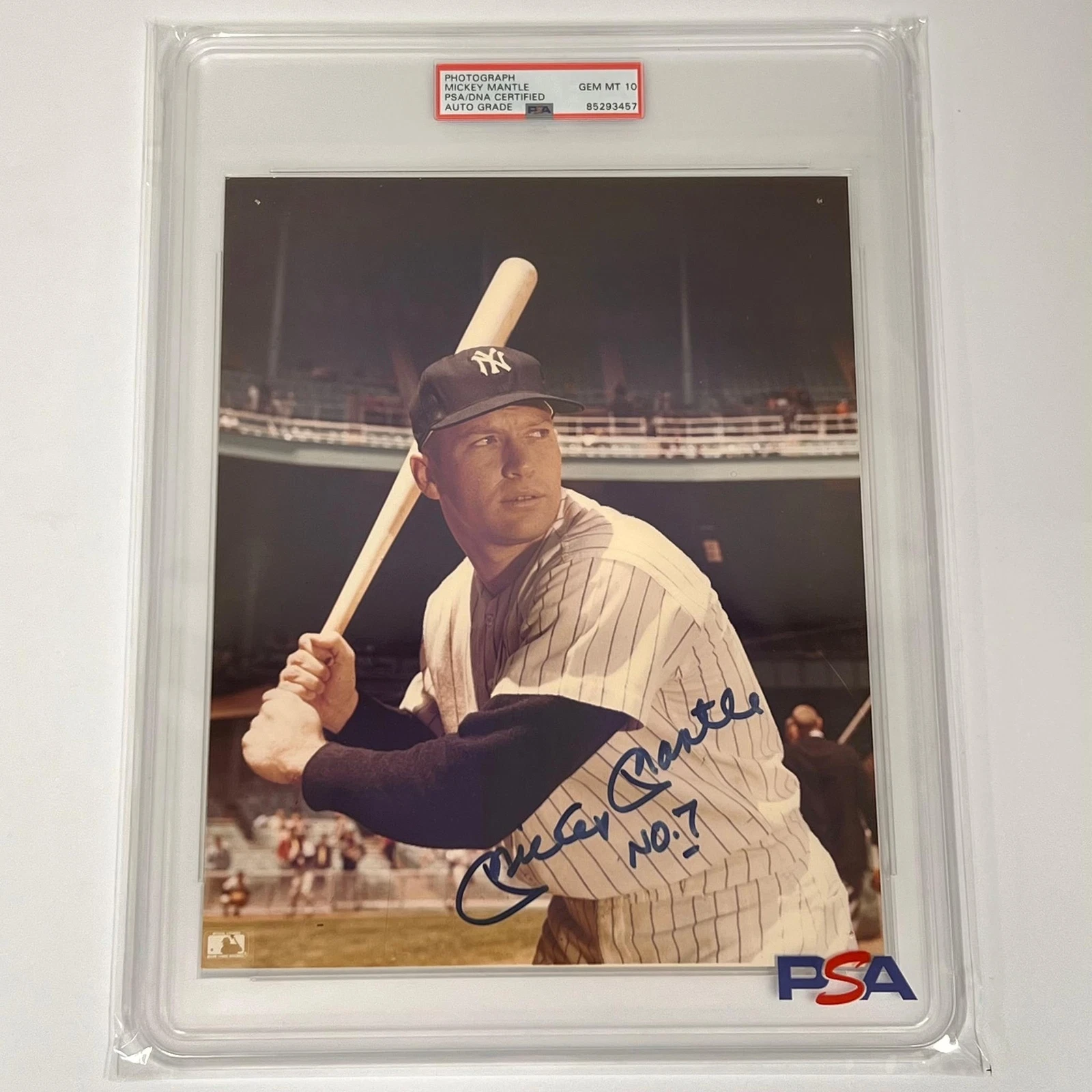 Mickey Mantle Signed 8x10 Photo PSA Encapsulated Auto Grade Gem Mint 10 ...