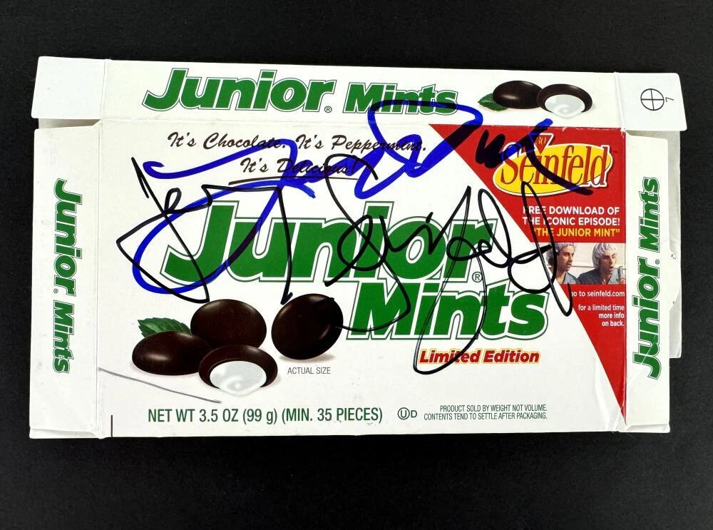 Jerry Seinfeld & Larry David Signed Autograph LE Junior Mints Box w ...