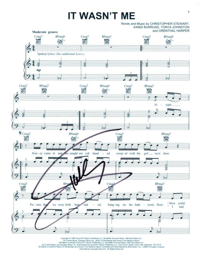 Shaggy Signed Autograph It Wasn't Me Sheet Music - Hot Shot Boombastic ...