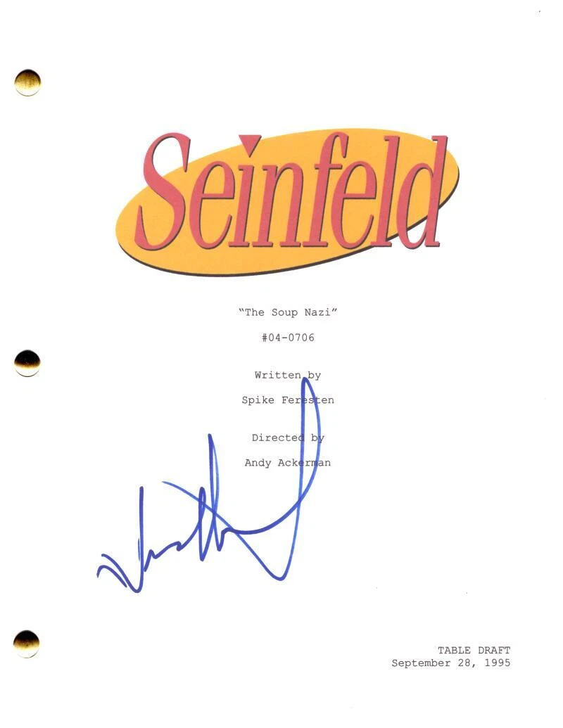 Jason Alexander Signed Autograph Seinfeld Soup Nazi Script - George ...