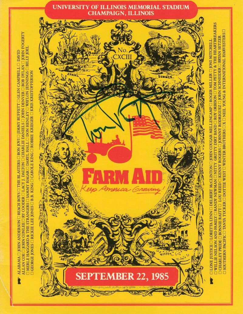 Tom Petty Signed Autograph 8.5x11 1985 Farm Aid Program Cover Page w ...