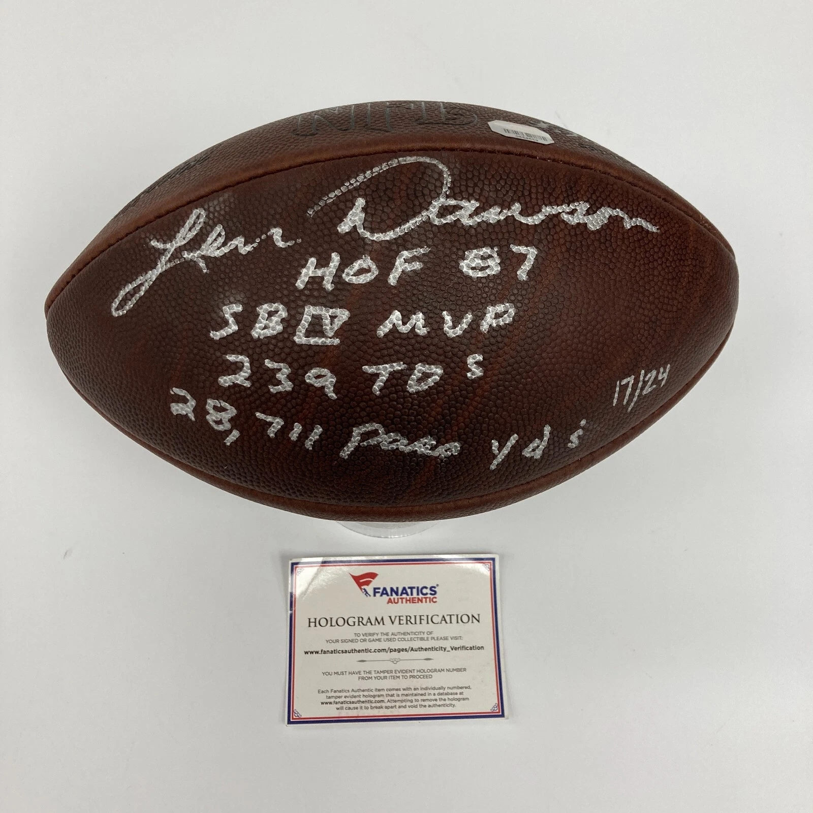 Len Dawson HOF 87 SB MVP Signed Heavily Inscribed STAT Football ...