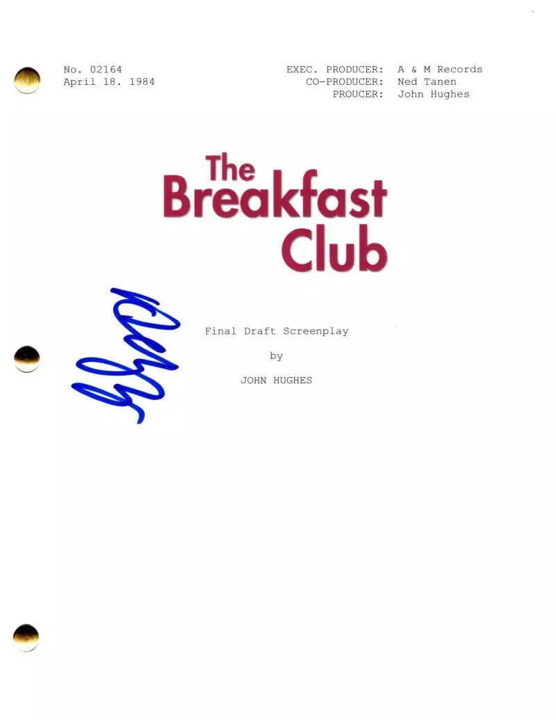 Ally Sheedy Signed Autograph The Breakfast Club Full Movie Script ...