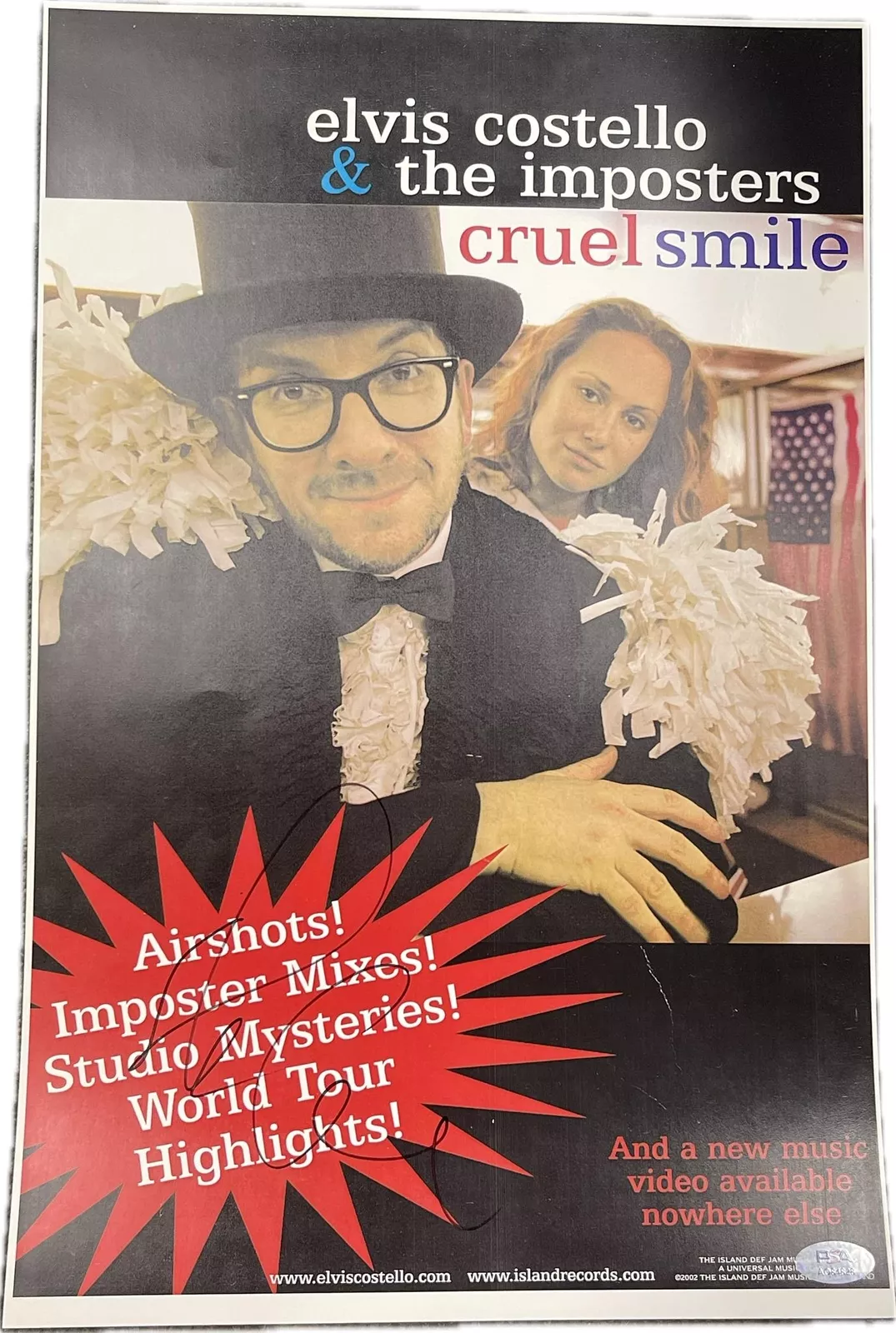 Elvis Costello Signed Poster PSA Autographed Songwriter and producer ...