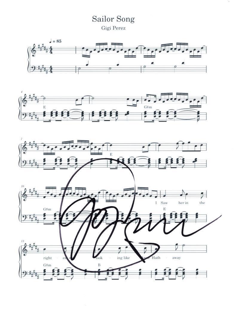 Gigi Perez Signed Autograph Sailor Song Sheet Music How to Catch a ...