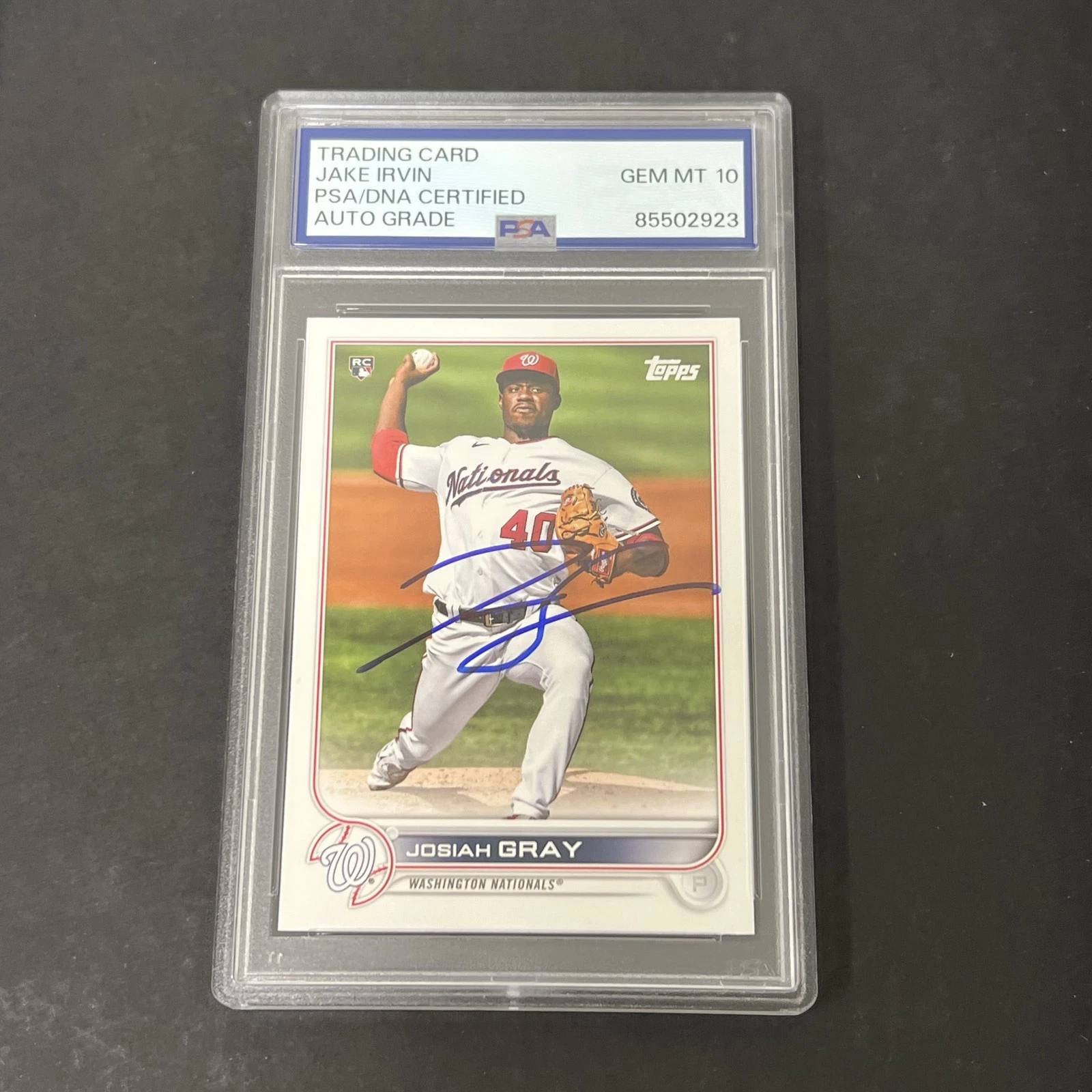2022 Topps Series 1 #43 Josiah Gray signed card PSA Auto 10 Nationals ...