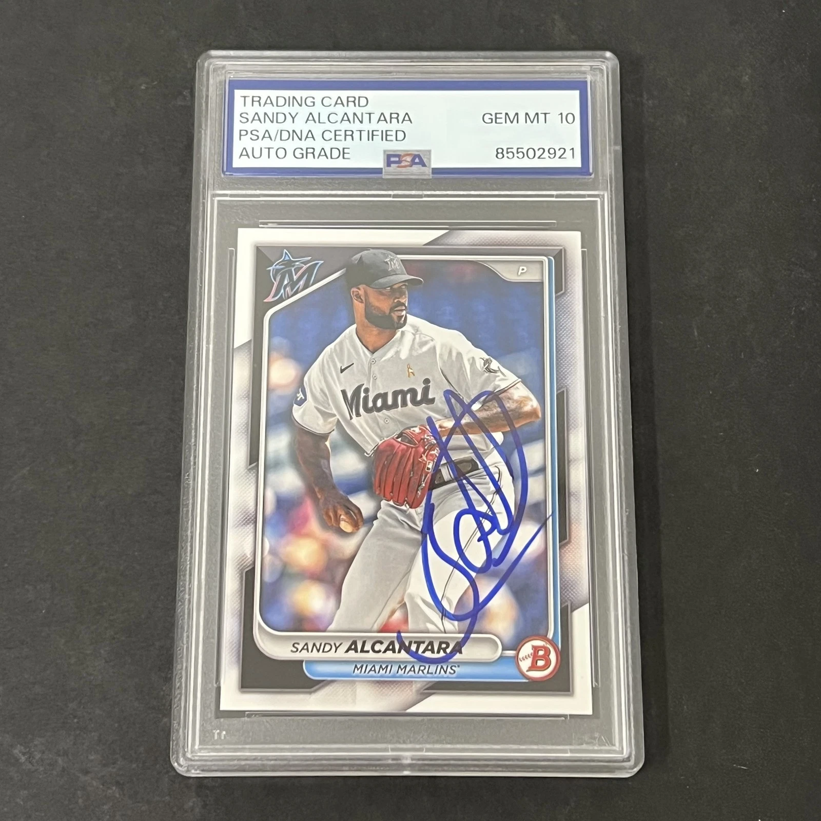 2024 Bowman #8 Sandy Alcantara signed card PSA Auto 10 | Autographia