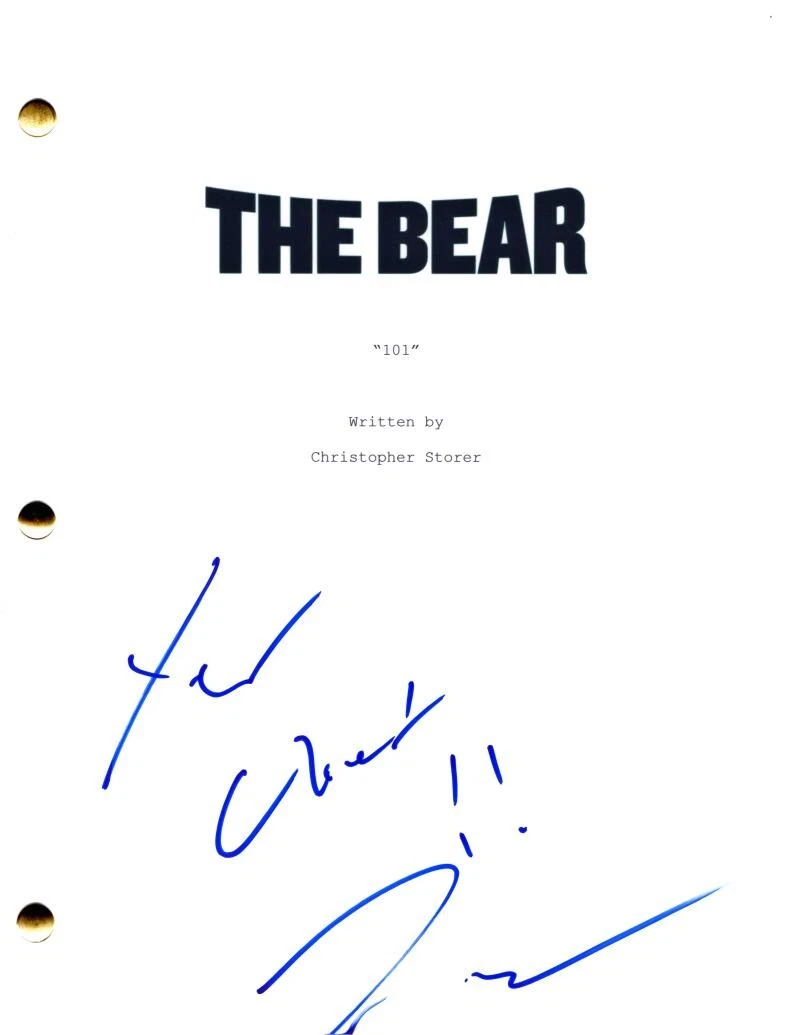 Jeremy Allen White Signed Autograph The Bear Pilot Script Screenplay w ...