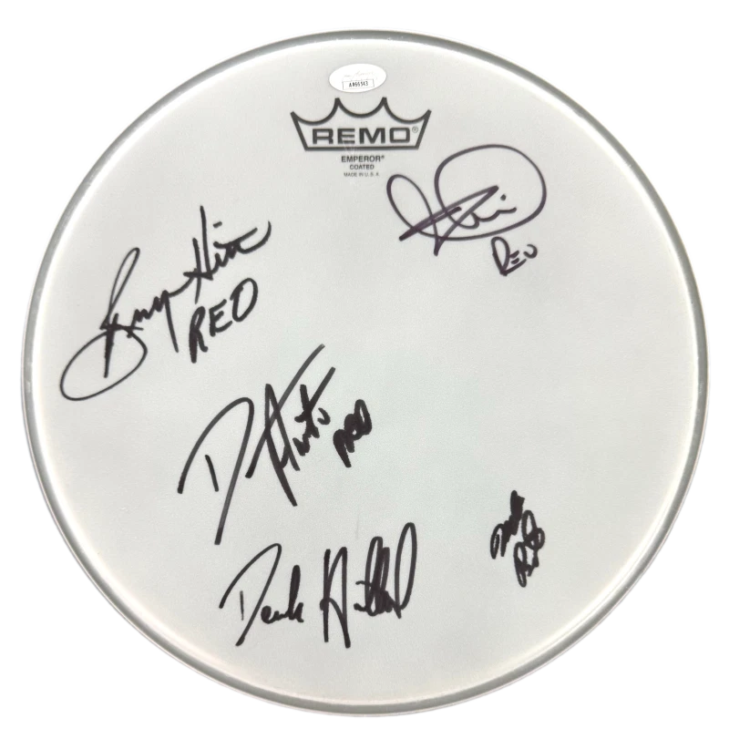 REO Speedwagon Band Signed Autograph 12" Drumhead - Kevin Cronin +4 w ...