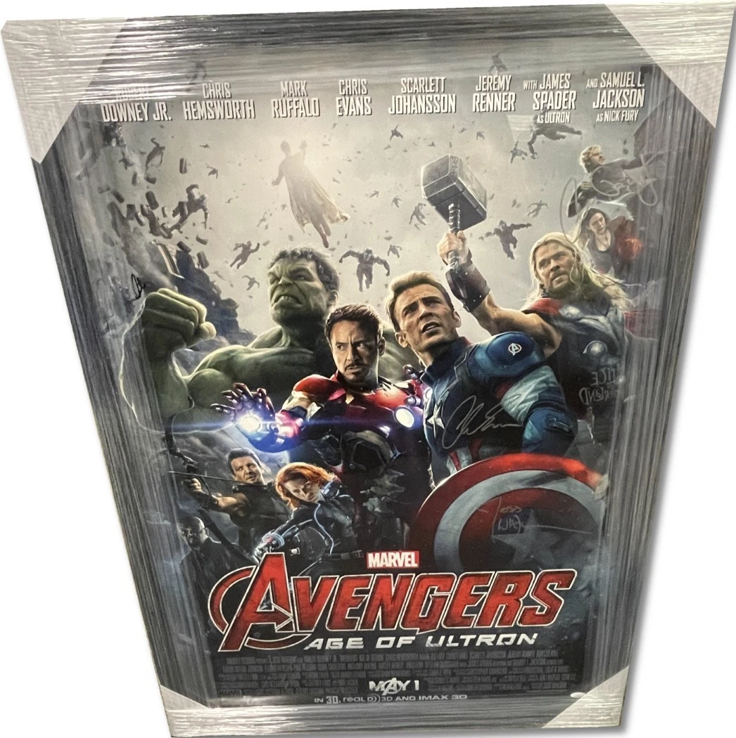 Avengers Age Of Ultron Signed Autographed Cast Poster Chris Evans +4 ...
