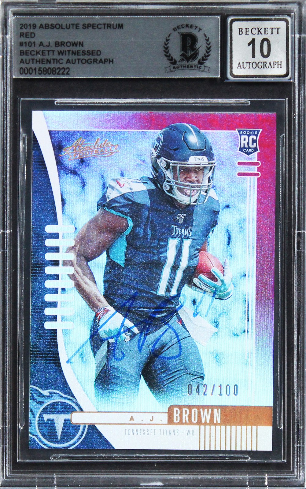 A.J. Brown Signed 2019 Absolute Spectrum #101 RC #42/100 Card Auto 10 ...