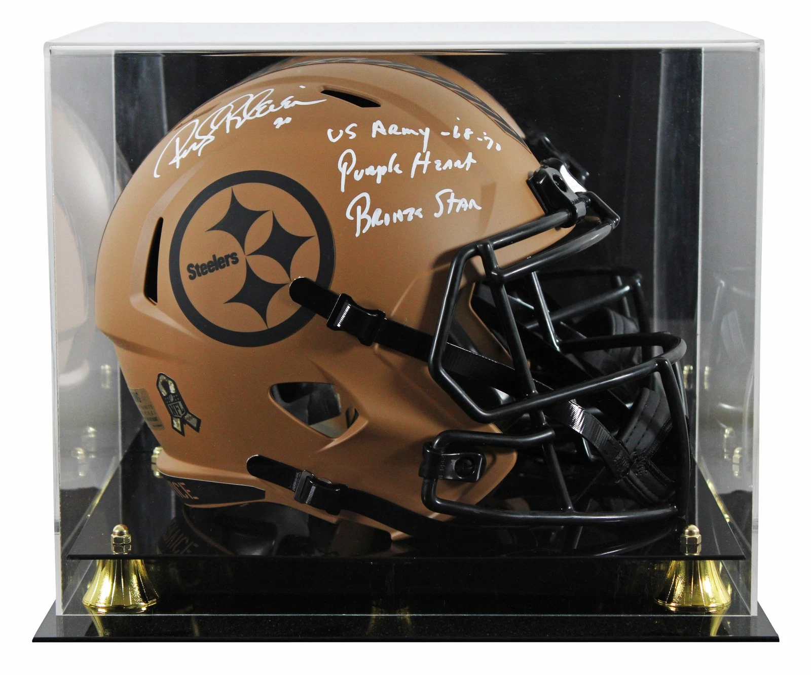 Steelers Rocky Bleier "3x Insc" Signed STS II F/S Rep Helmet W/ Case ...