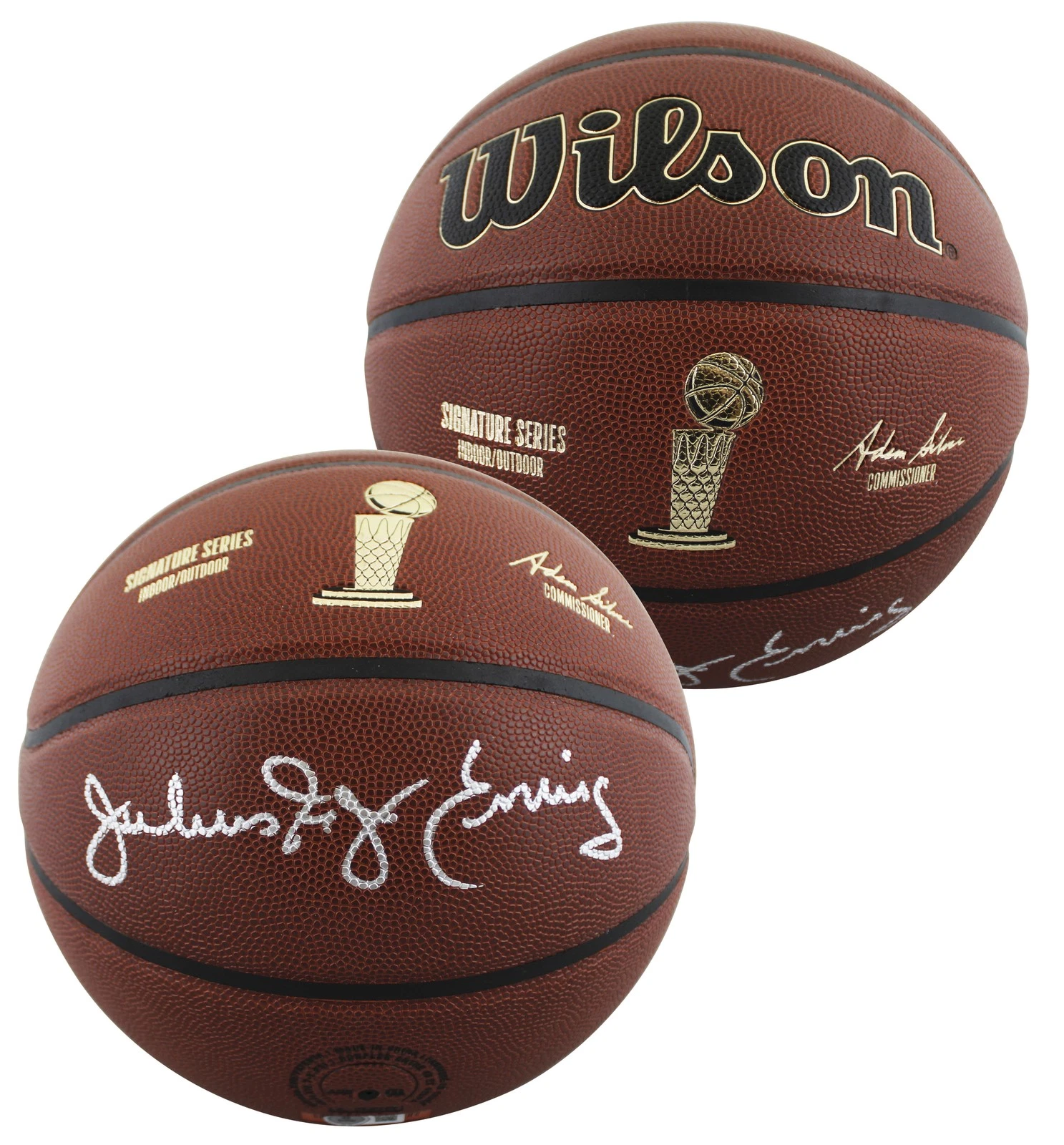 76ers Julius "Dr. J" Erving Signed Wilson Trophy Series Basketball BAS ...