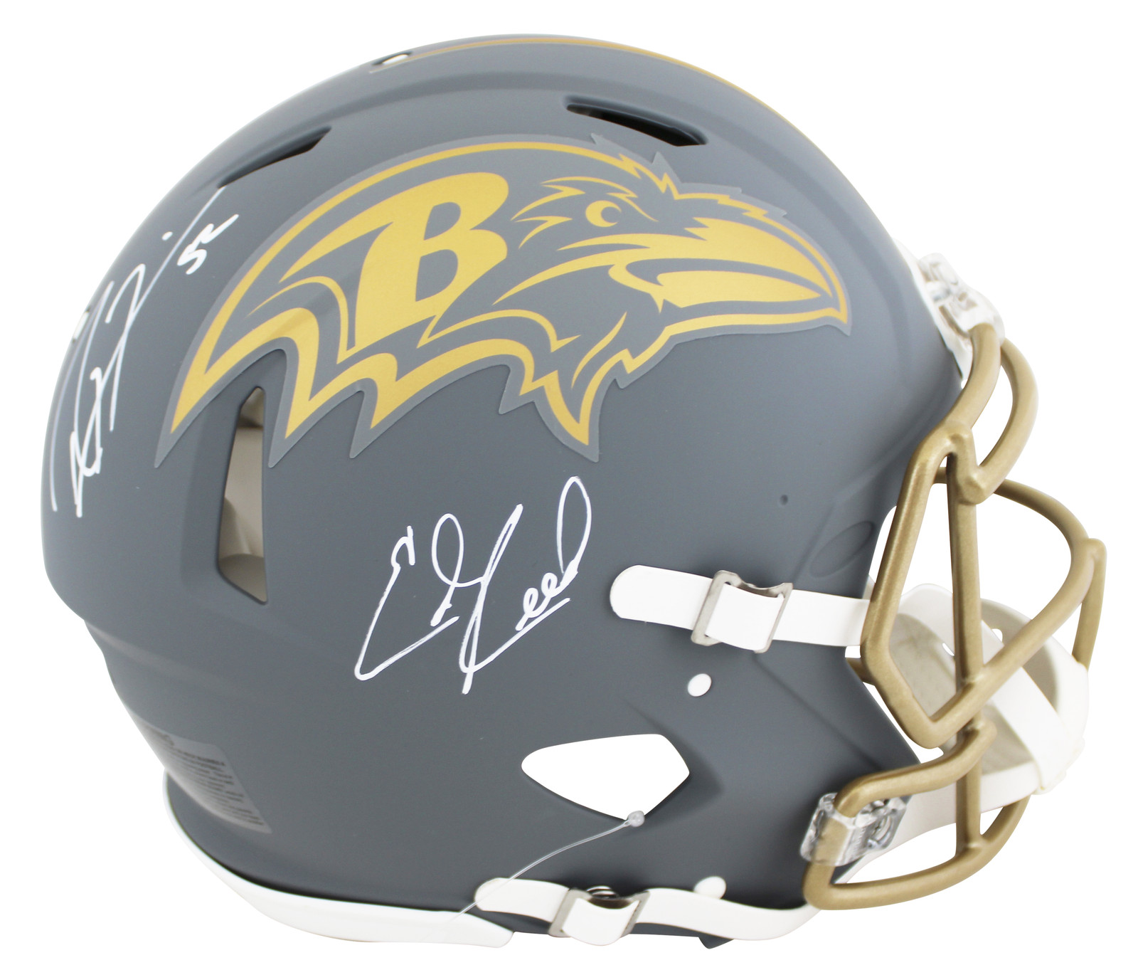 Ravens Ray Lewis & Ed Reed Signed Slate Full Size Speed Proline Helmet ...
