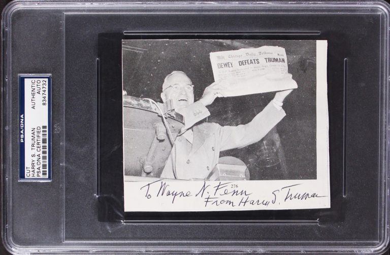 Harry S. Truman Authentic Signed 4.5x5.25 Cut Signature Autographed PSA ...
