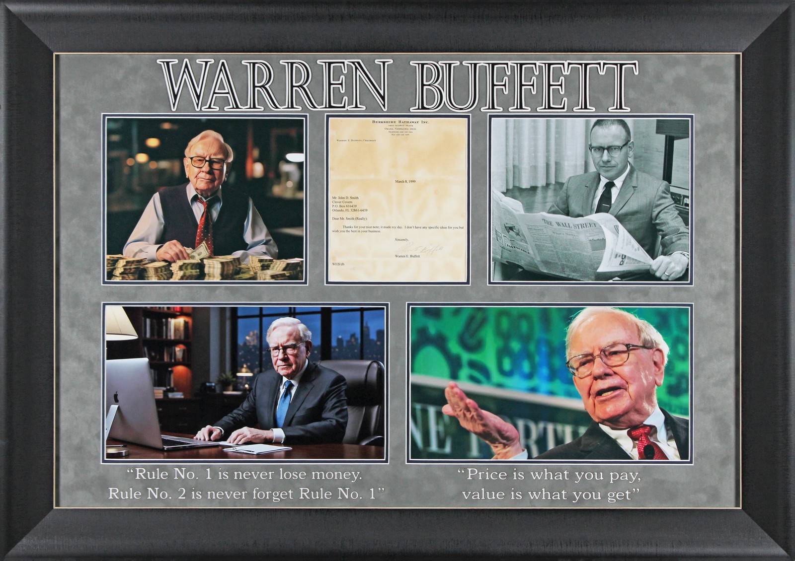 Warren Buffett Signed 8.5x11 Framed Letter On Berkshire Hathaway ...