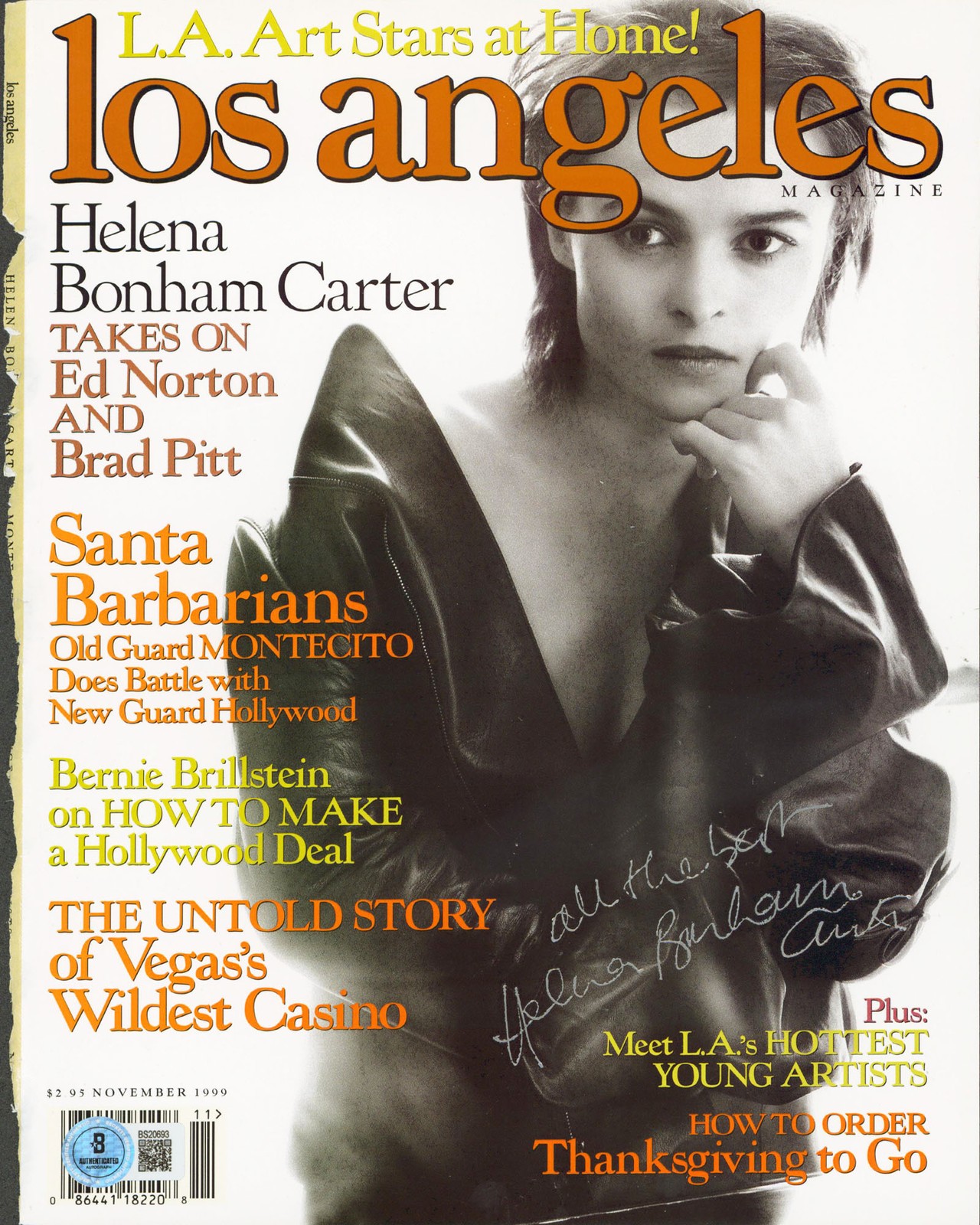 Helena Bonham Carter "All The.." Signed Nov. 1999 Los Angeles Magazine ...