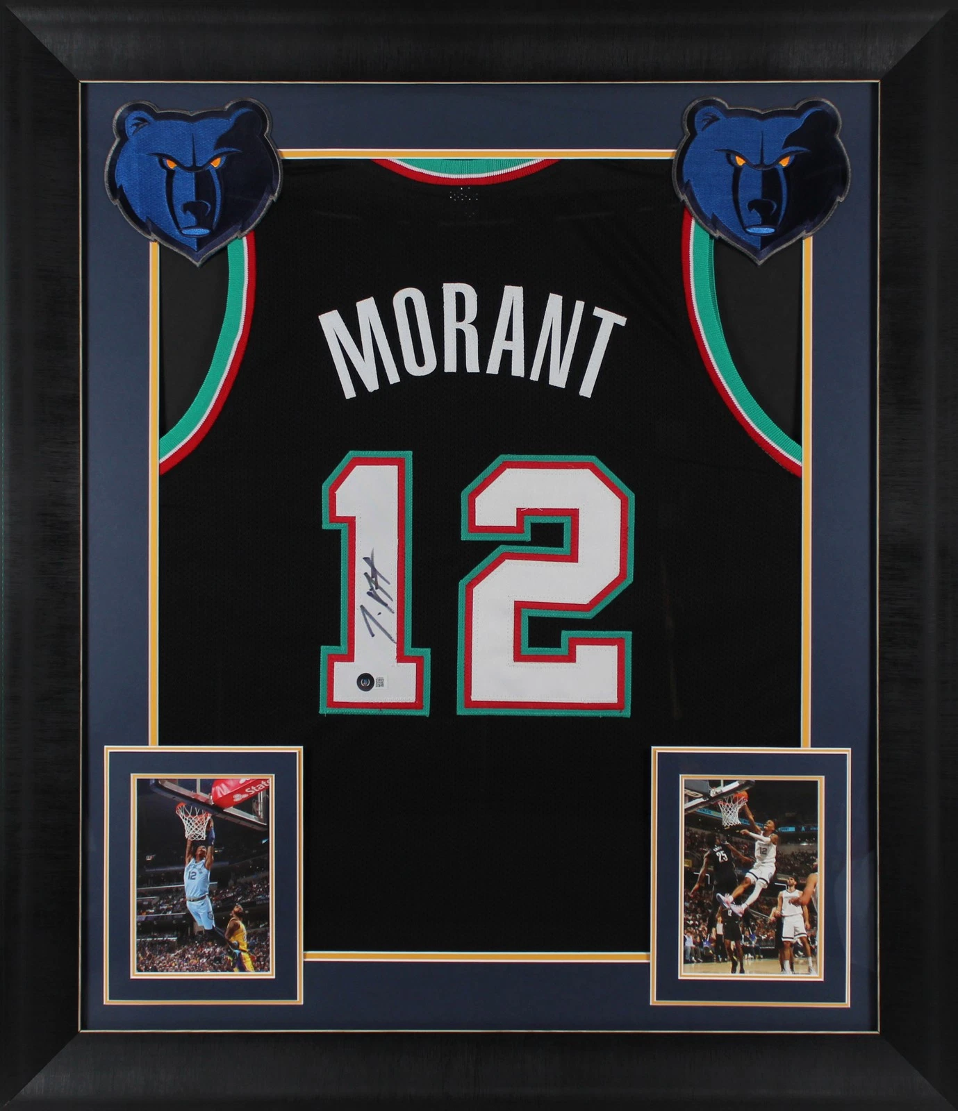 Ja Morant Authentic Signed Black Throwback Pro Style Framed Jersey BAS ...