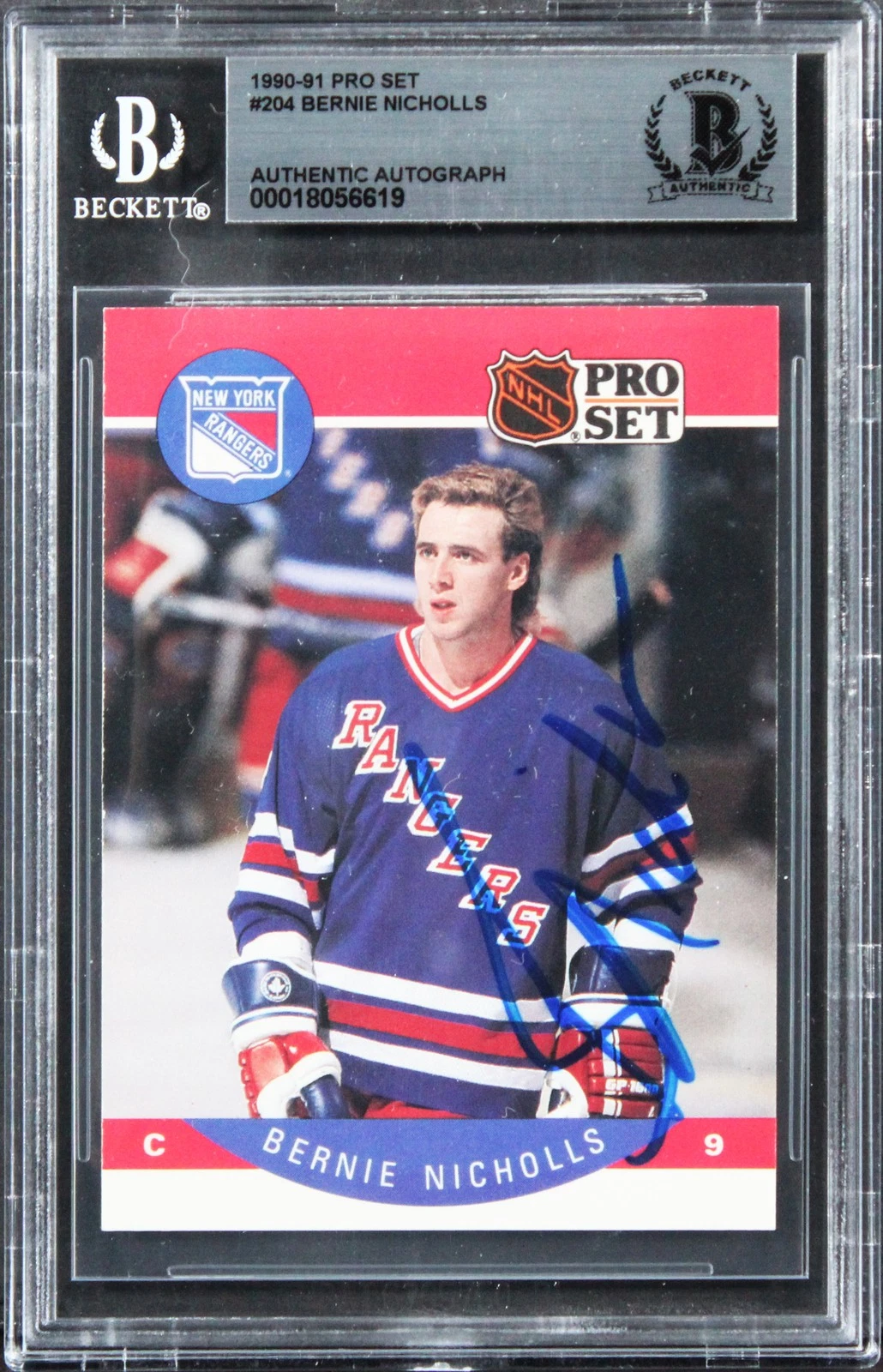 Rangers Bernie Nicholls Authentic Signed 1990 Pro Set #204 Card BAS ...