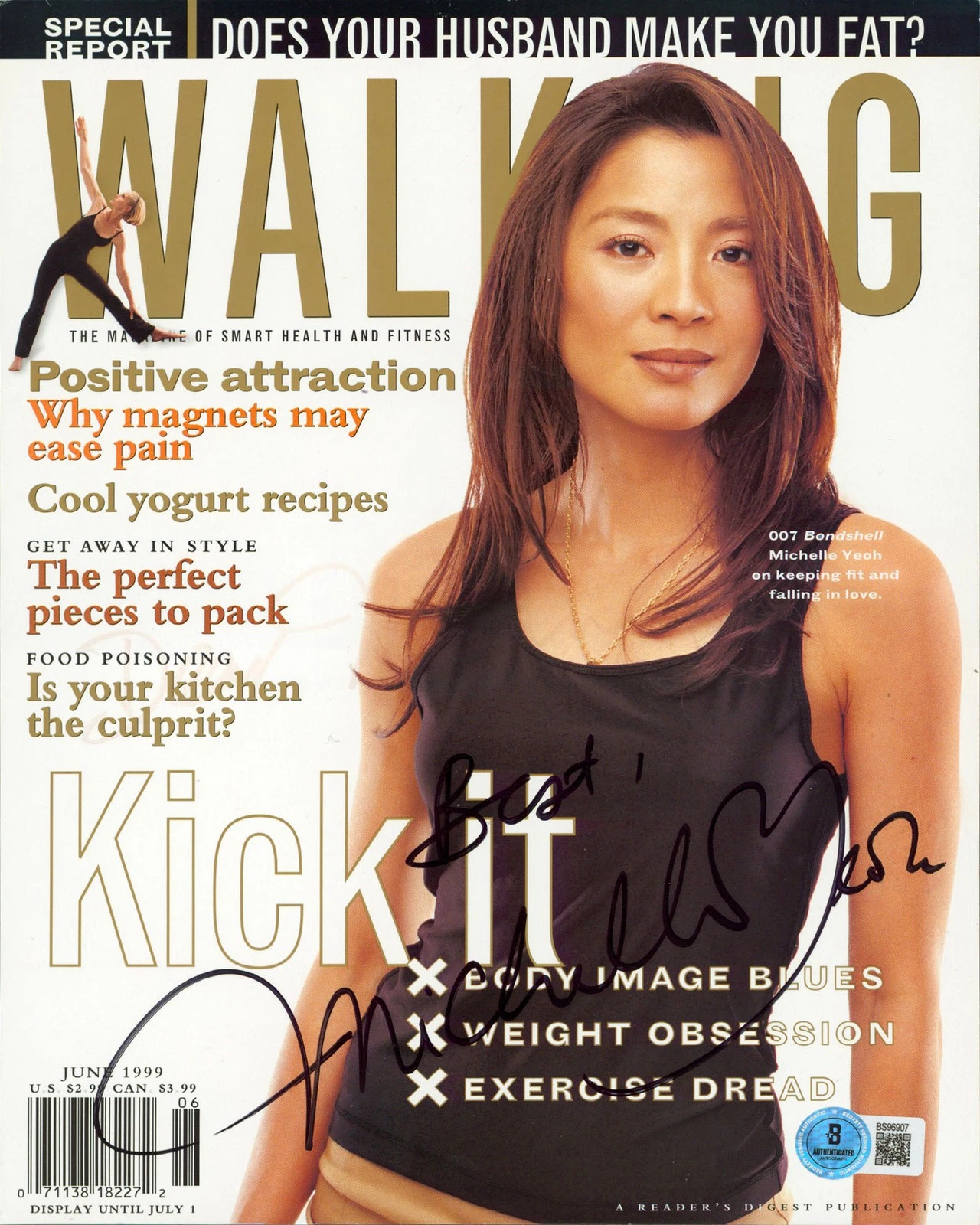 Michelle Yeoh "Best" Signed Walking Magazine Cover June 1999 BAS # ...