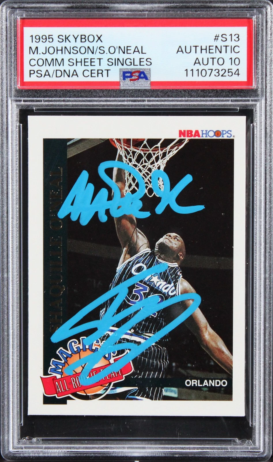 Magic Johnson & Shaquille O'Neal Signed 1995 Skybox #S13 Card Auto 10 ...