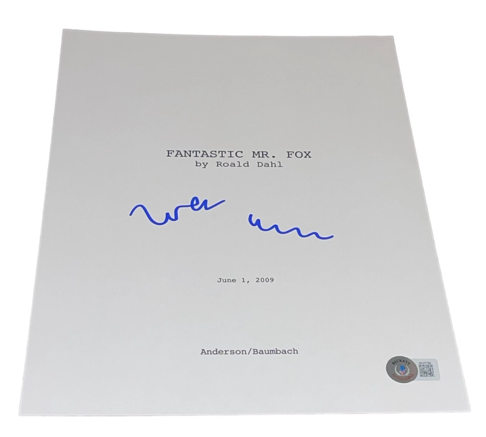 Wes Anderson Signed Autograph Fantastic Mr. Fox Full Movie Script ...