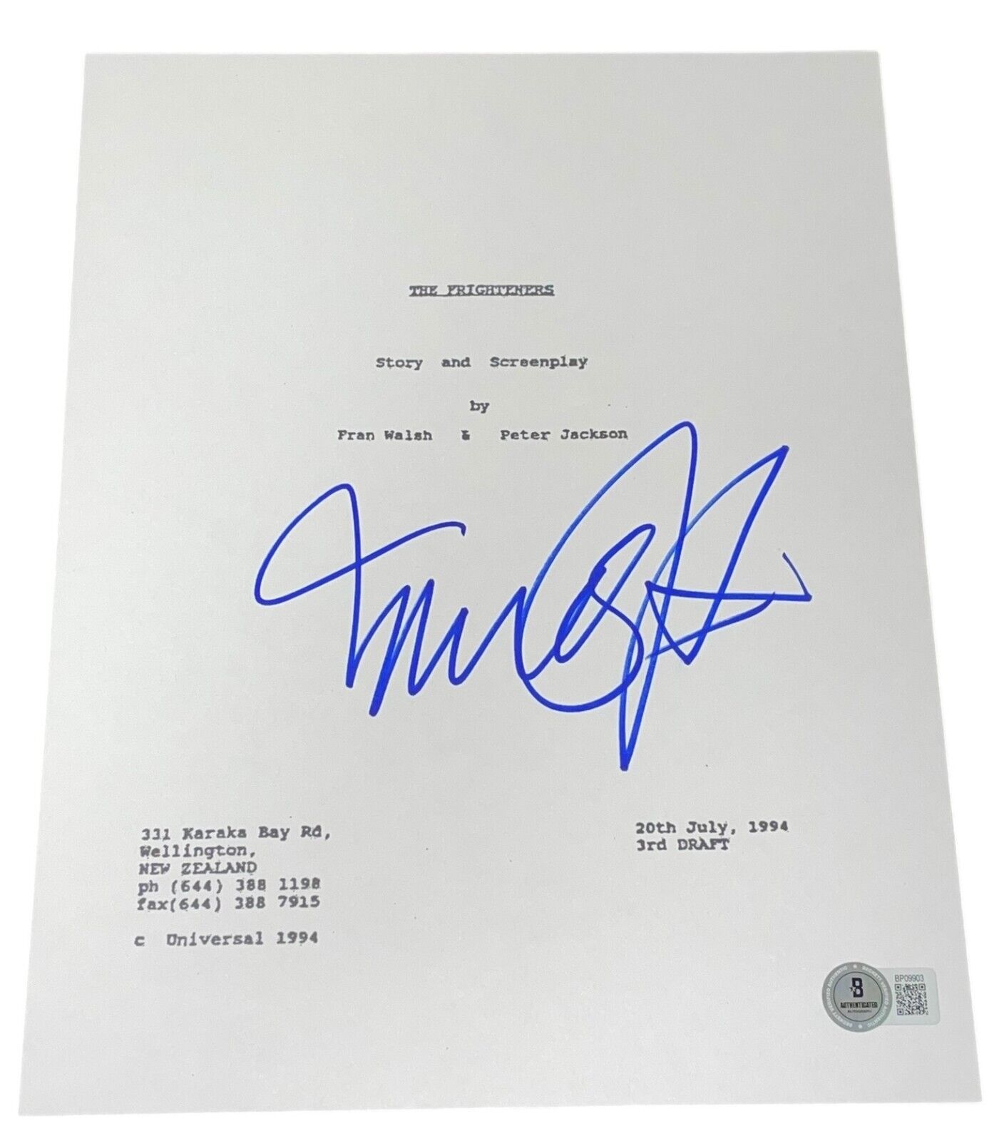 Michael J. Fox Signed Autograph The Frighteners Script Screenplay ...