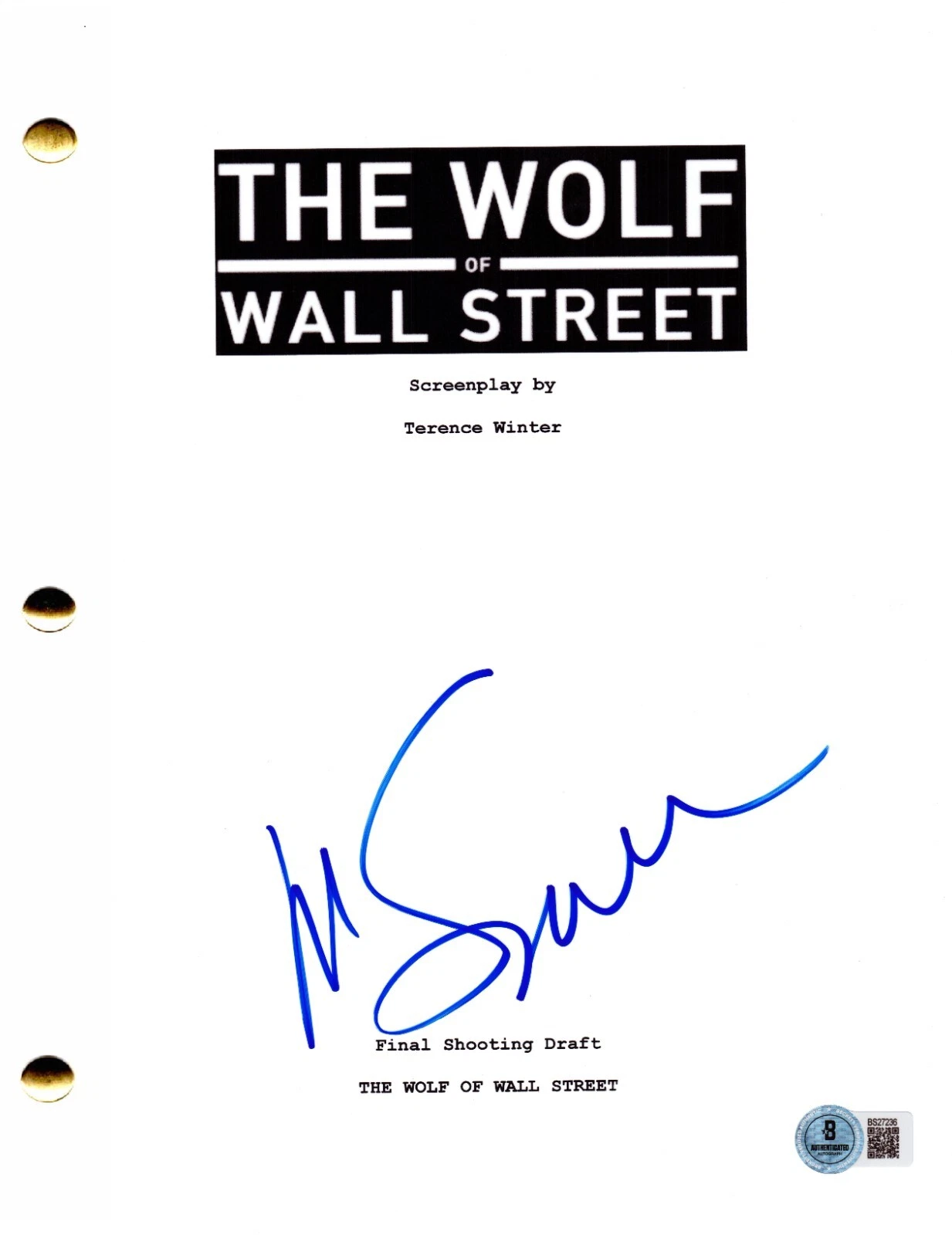 Martin Scorsese Signed The Wolf of Wall Street Full Script Autograph ...