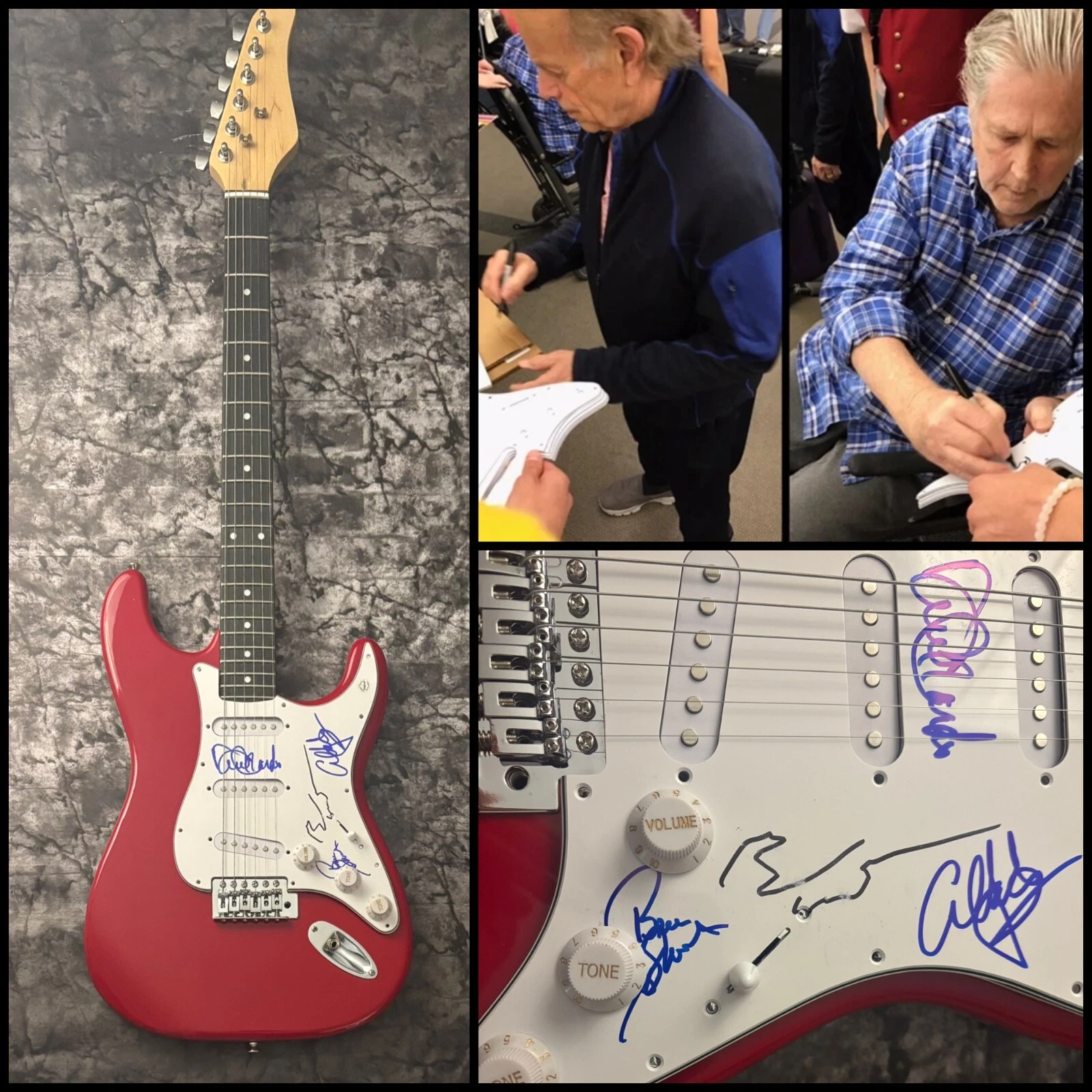 GFA Brian Wilson x4 Band * THE BEACH BOYS * Signed Electric Guitar AD4 ...