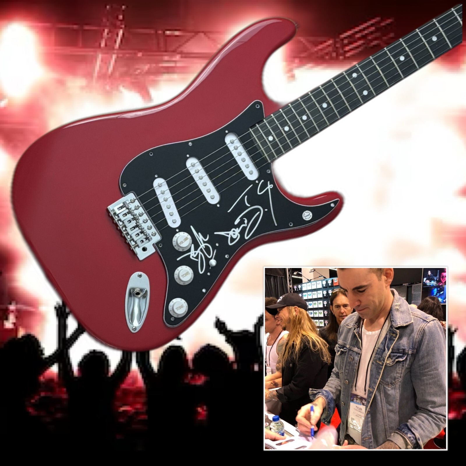 GFA Tyley Connolly x3 Band THEORY OF A DEADMAN Signed Electric Guitar ...