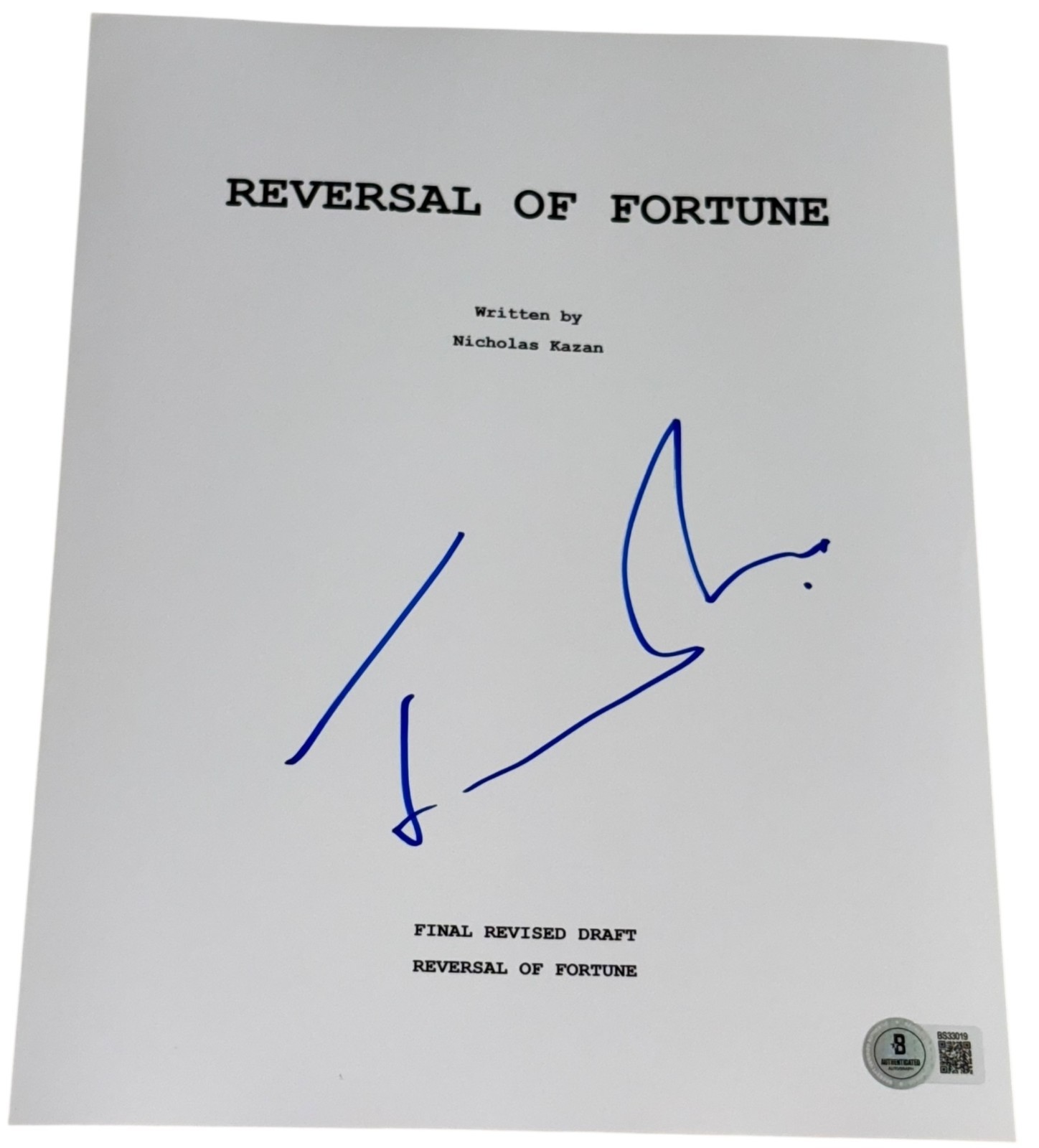 Jeremy Irons Signed Autograph Reversal of Fortune Full Script ...