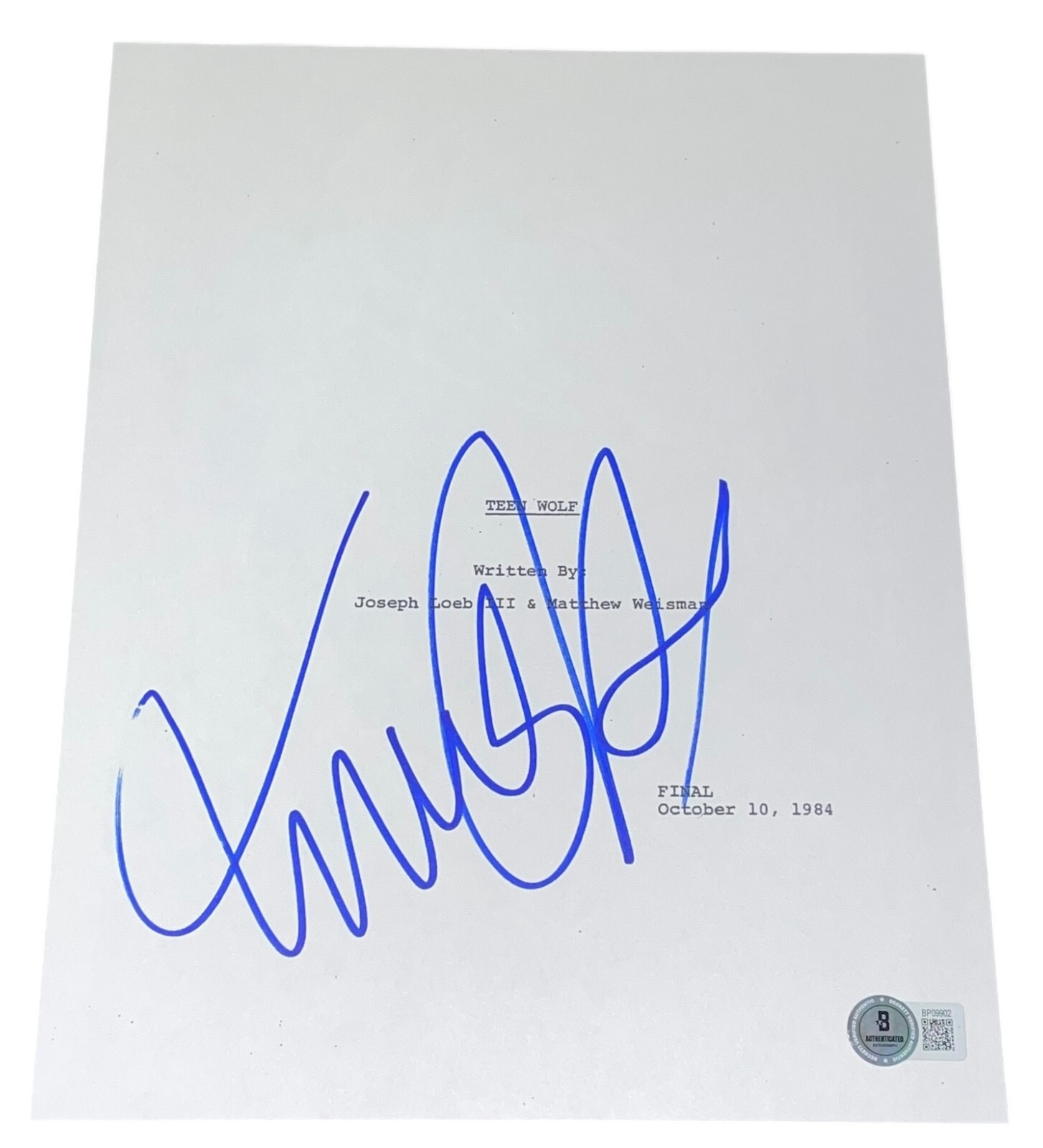 Michael J. Fox Signed Autograph Teen Wolf Movie Script Screenplay ...