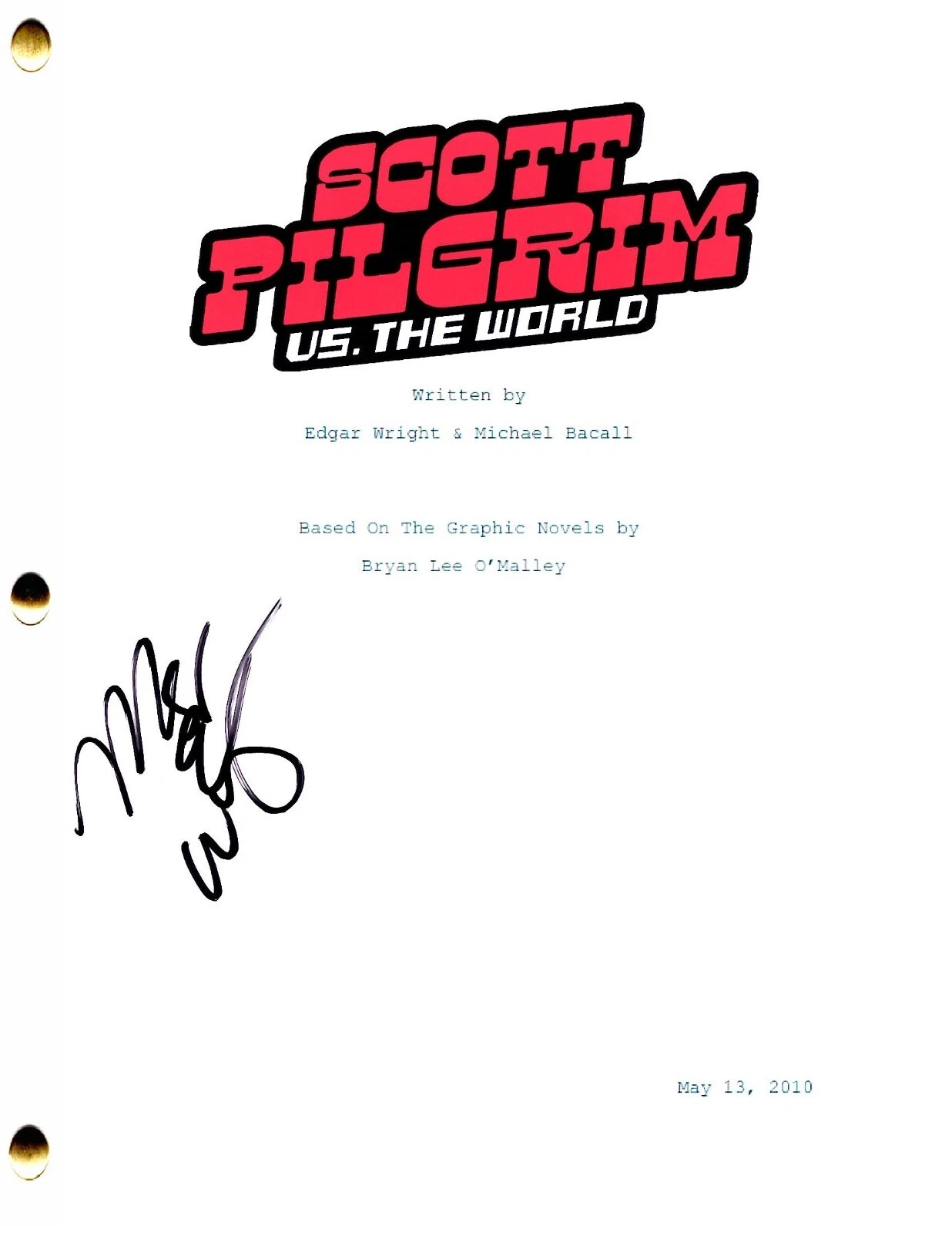 Mary Elizabeth Winstead Signed Scott Pilgrim vs. the World Script ...