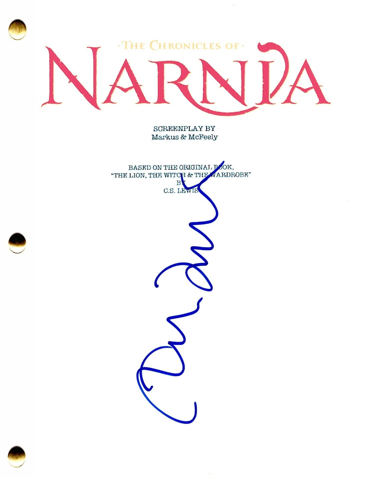 Tilda Swinton Signed The Chronicles of Narnia Full Script Authentic ...