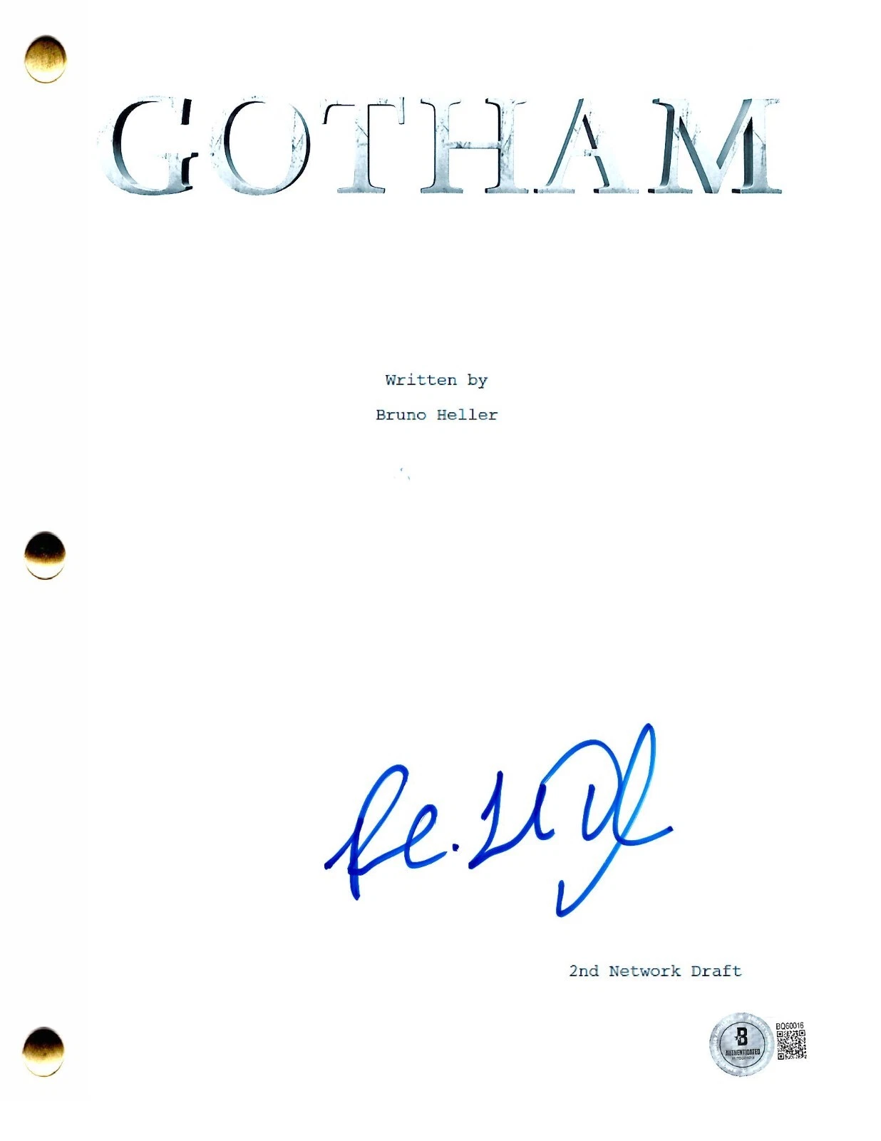 Robin Lord Taylor Signed Gotham Pilot Script Authentic Autograph ...
